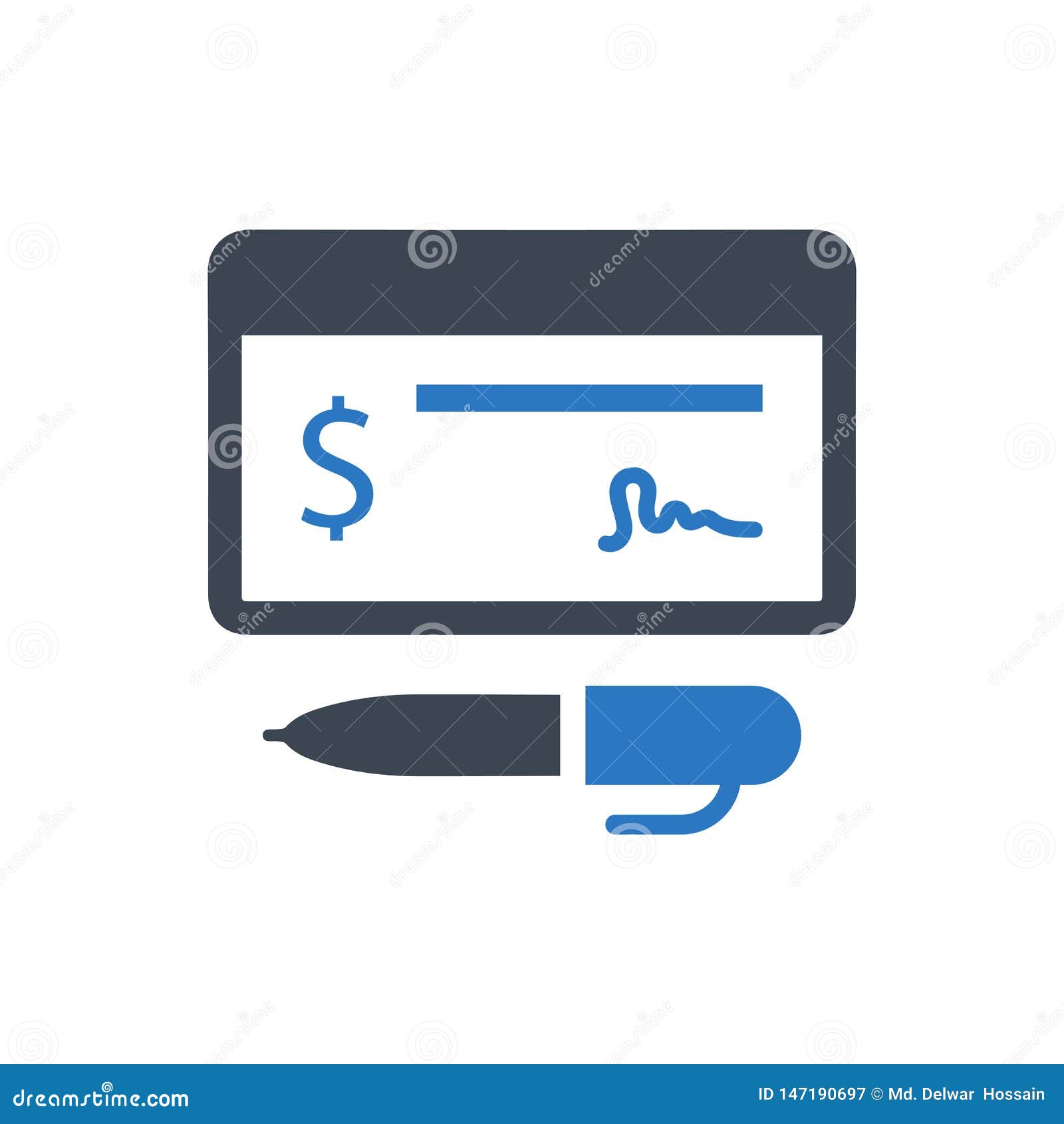 Issuing a Cheque icon stock vector. Illustration of banking - 147190697