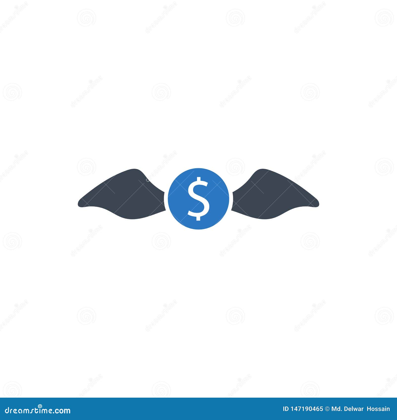 Money chasing icon stock vector. Illustration of flying - 147190465
