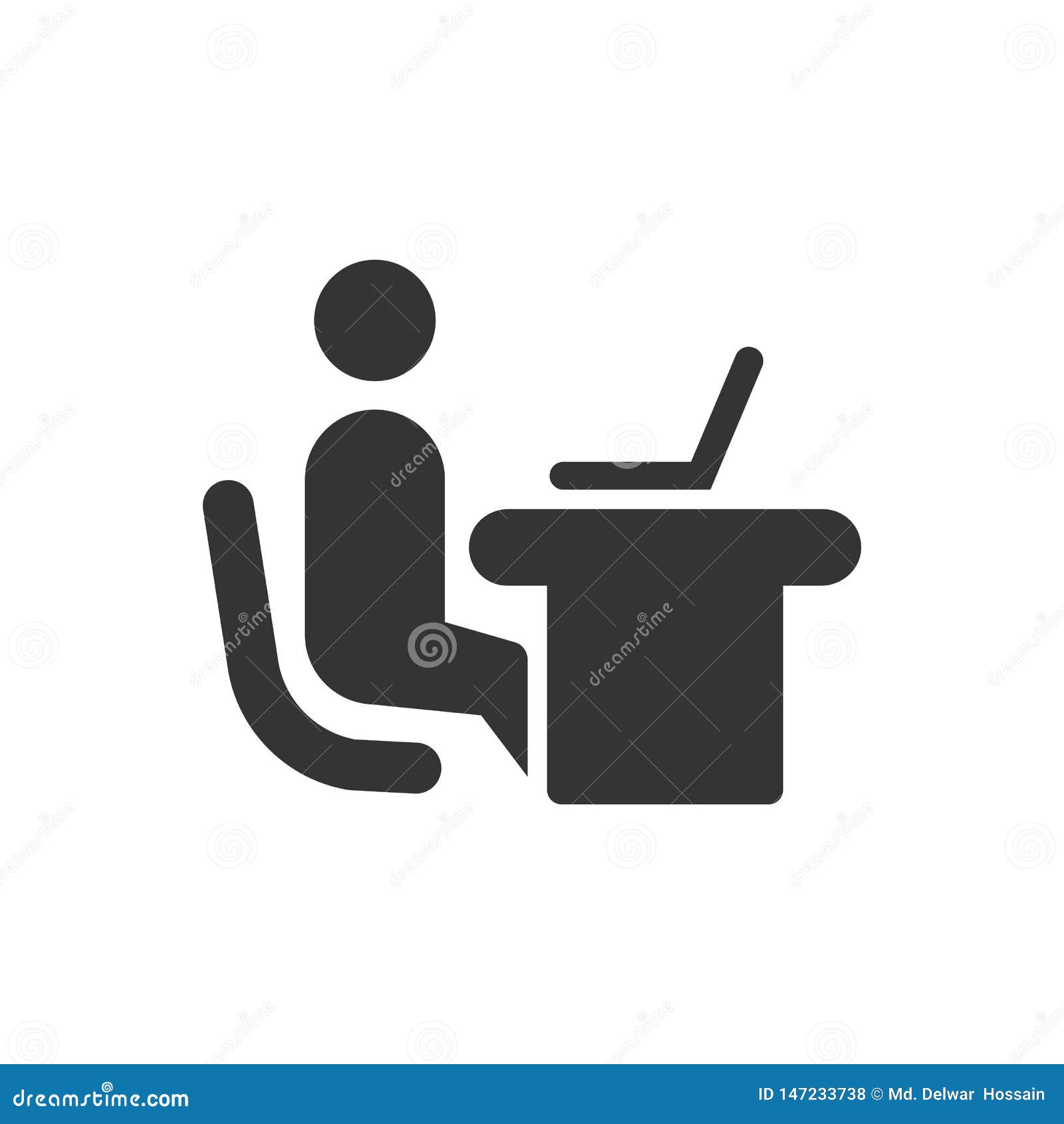 Office worker icon stock vector. Illustration of desk - 147233738