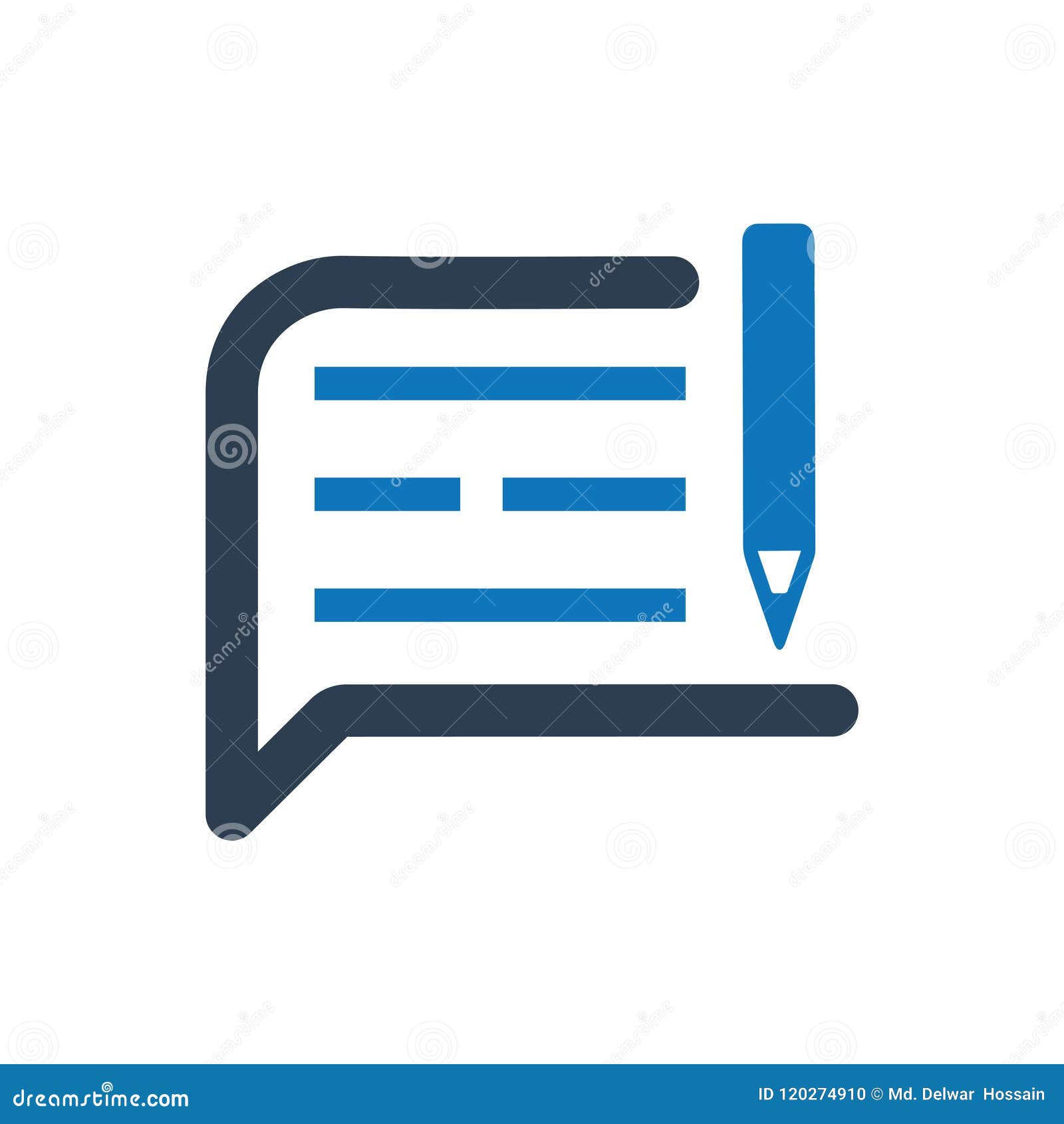 Write a Note Icon stock vector. Illustration of post - 120274910