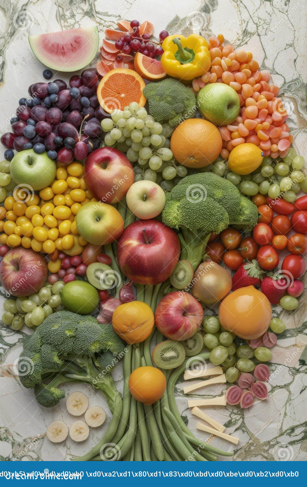 A Meticulously Organized Array of Vegetables and Fruits Forming a Tree ...