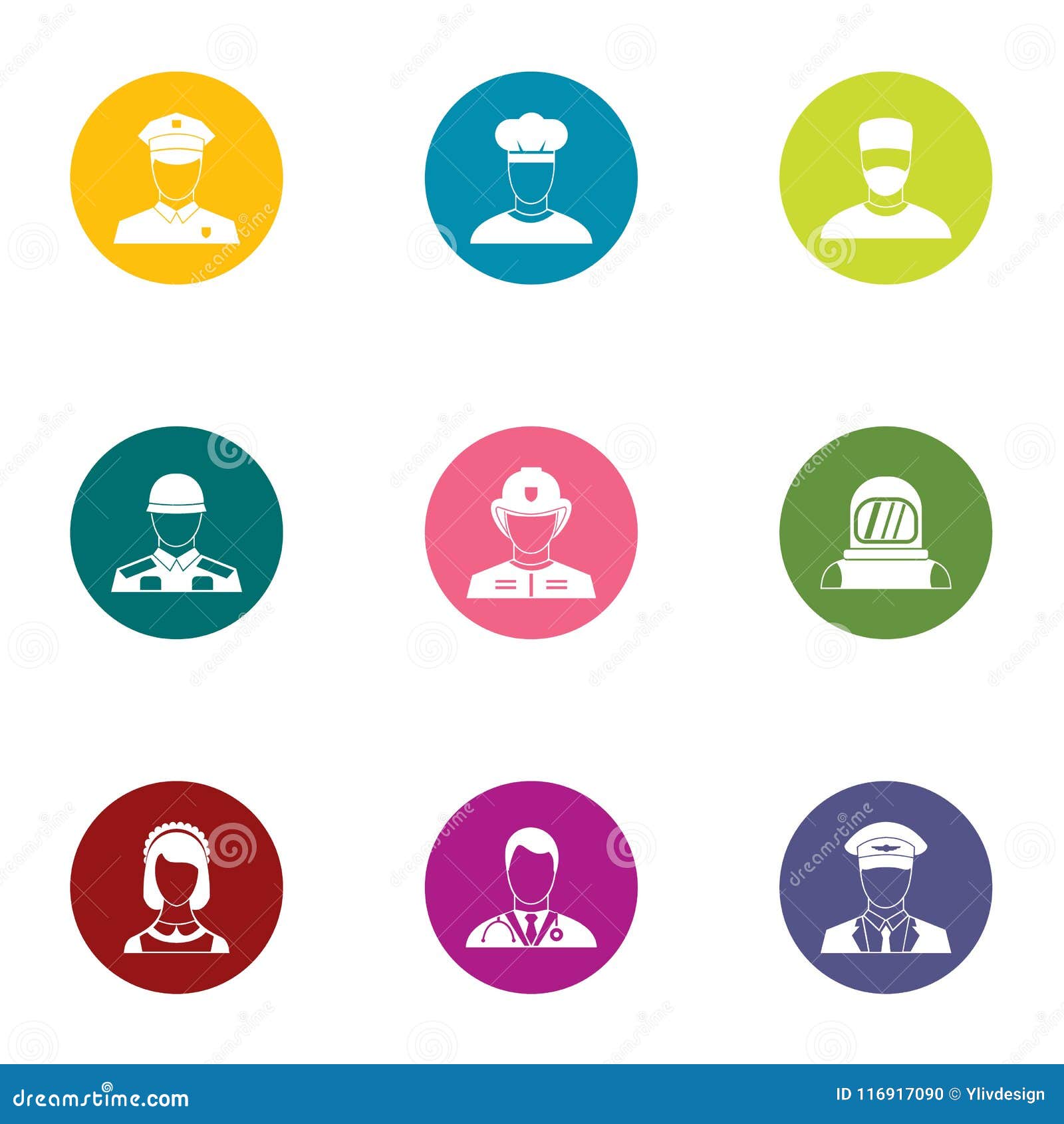 Metier Icons Set, Flat Style Stock Vector - Illustration of master ...