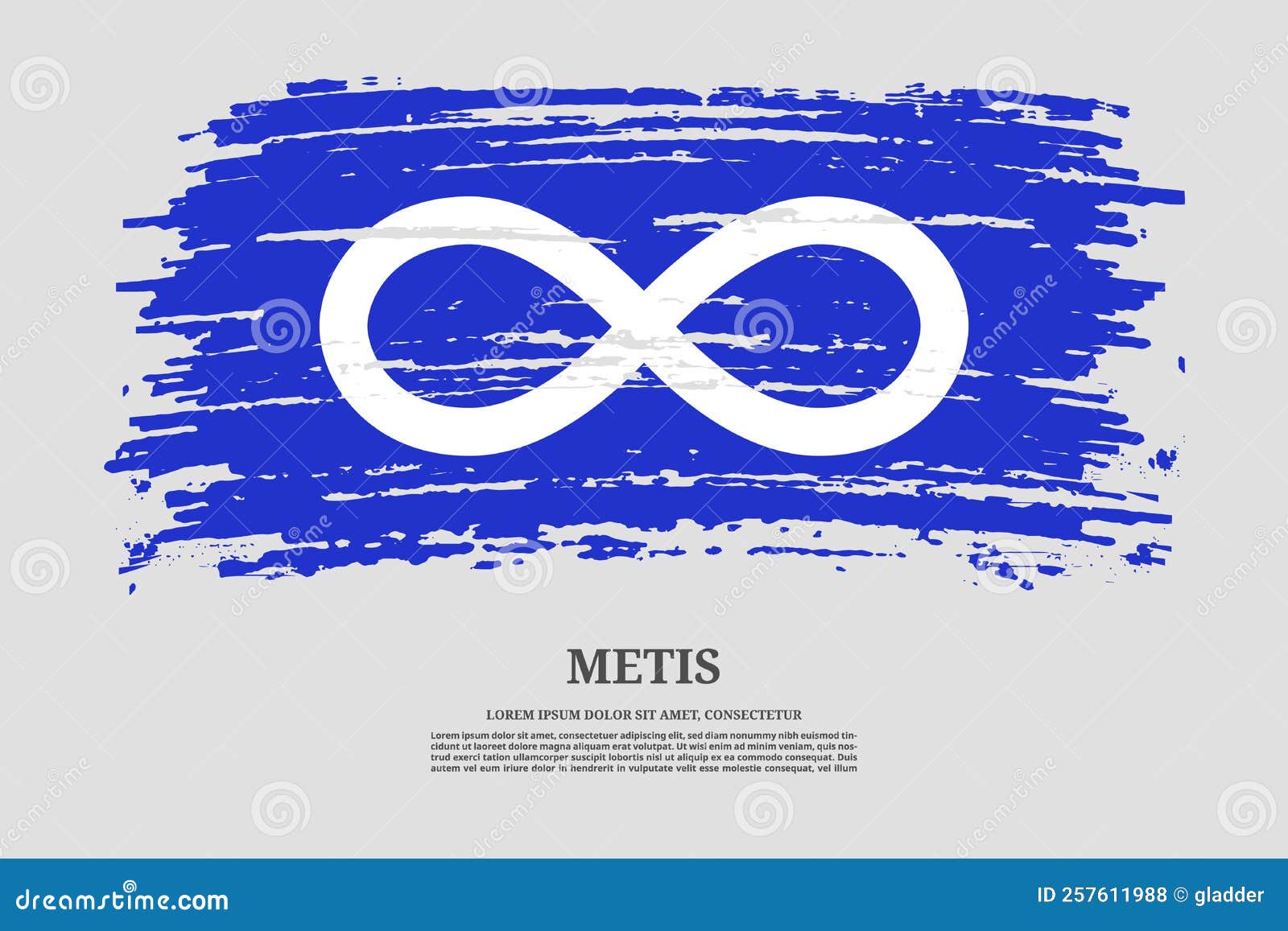 Metis Flag Blue Flag With Brush Stroke Effect And Information Text ...