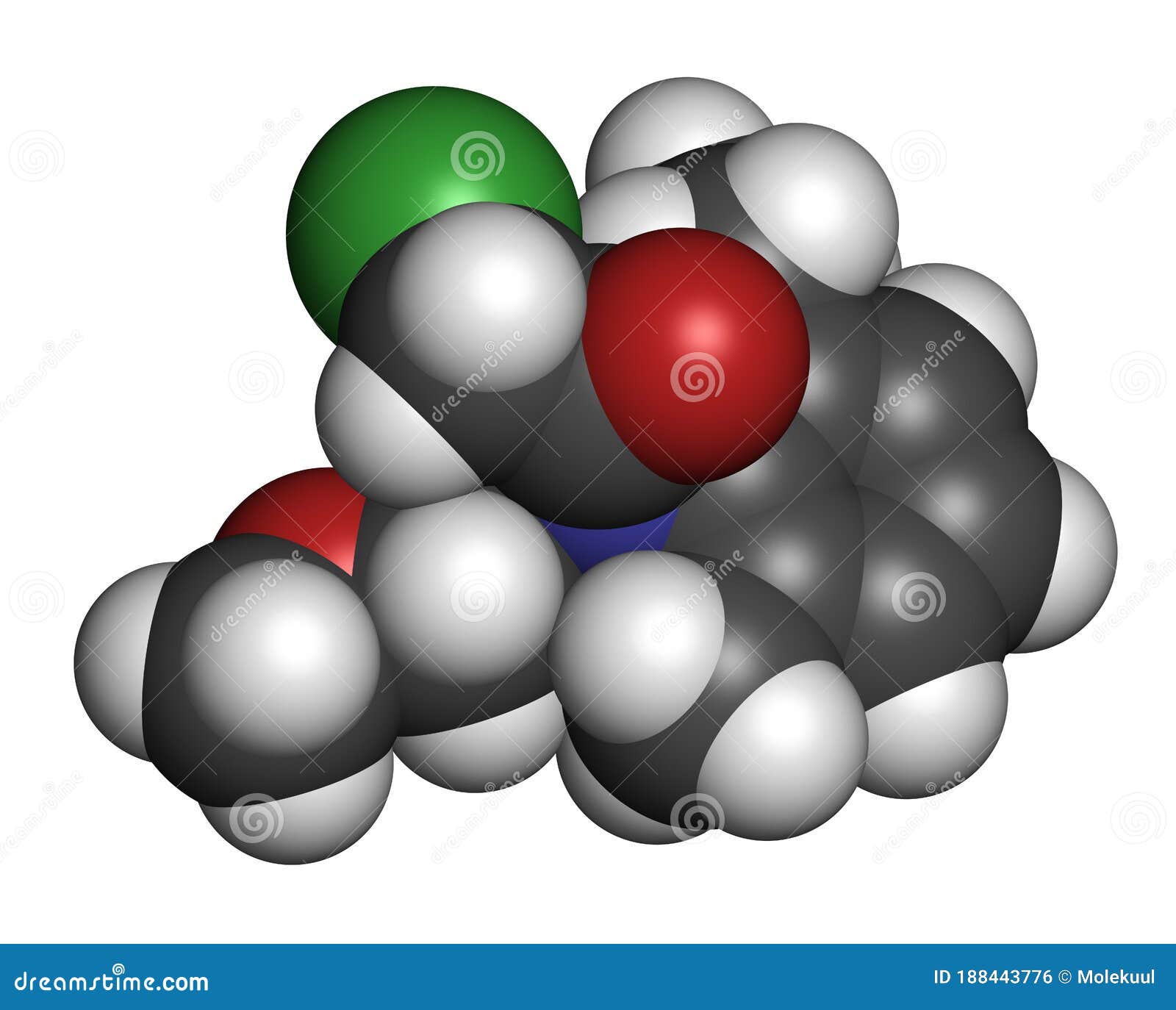 Metolachlor Herbicide Weed Killer Molecule. Atoms are Represented As ...