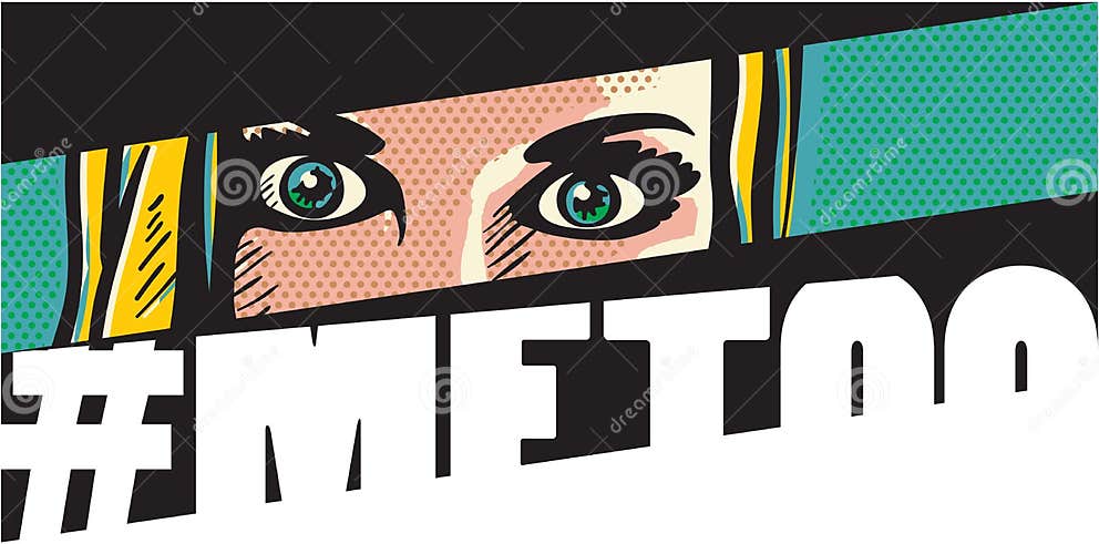 Metoo Me Too Movement Pop Art Style Banner With Woman Face Stock