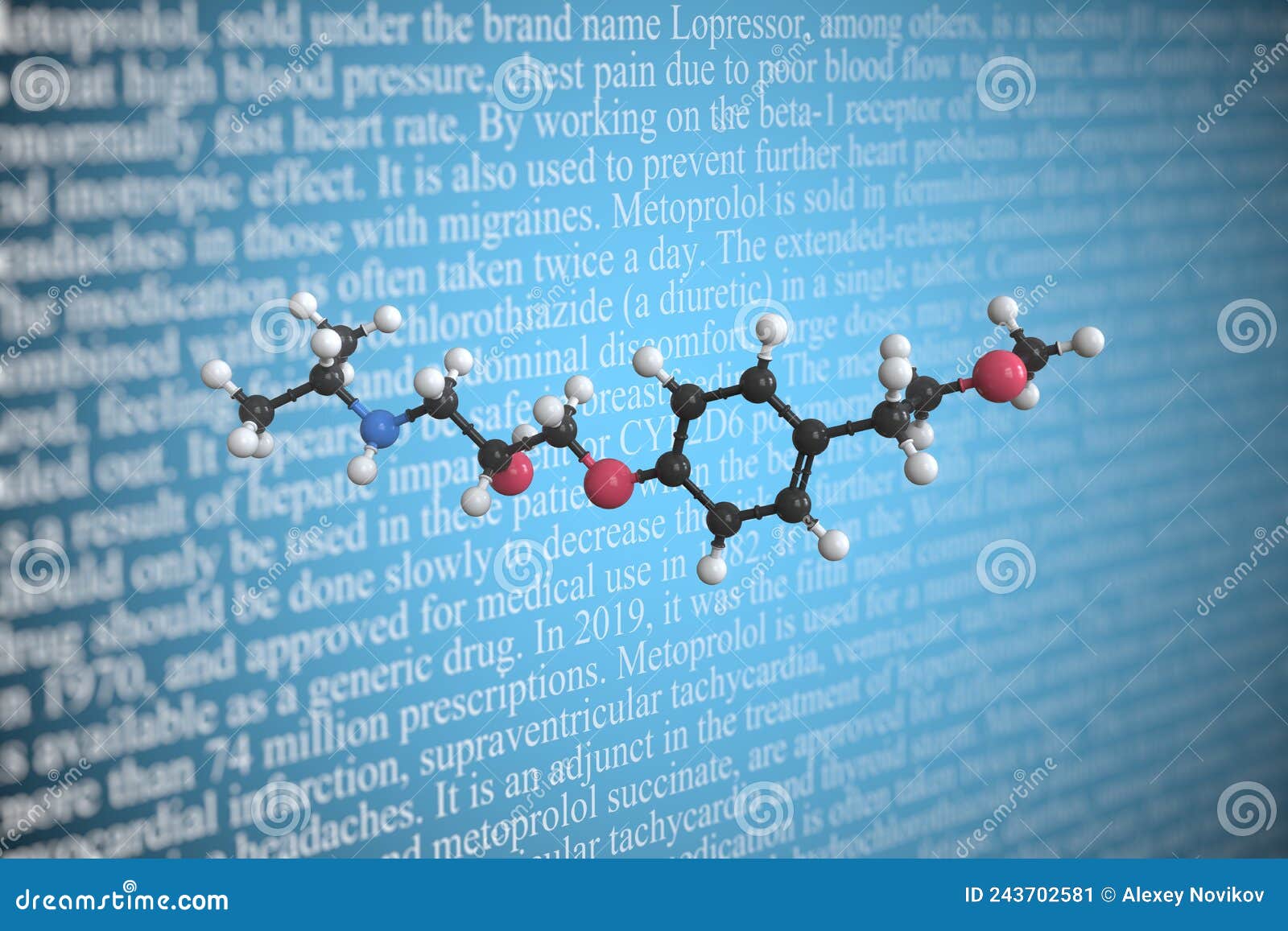 Metoprolol Molecular Structure 3d, Flat Model, Lopressor, Structural ...