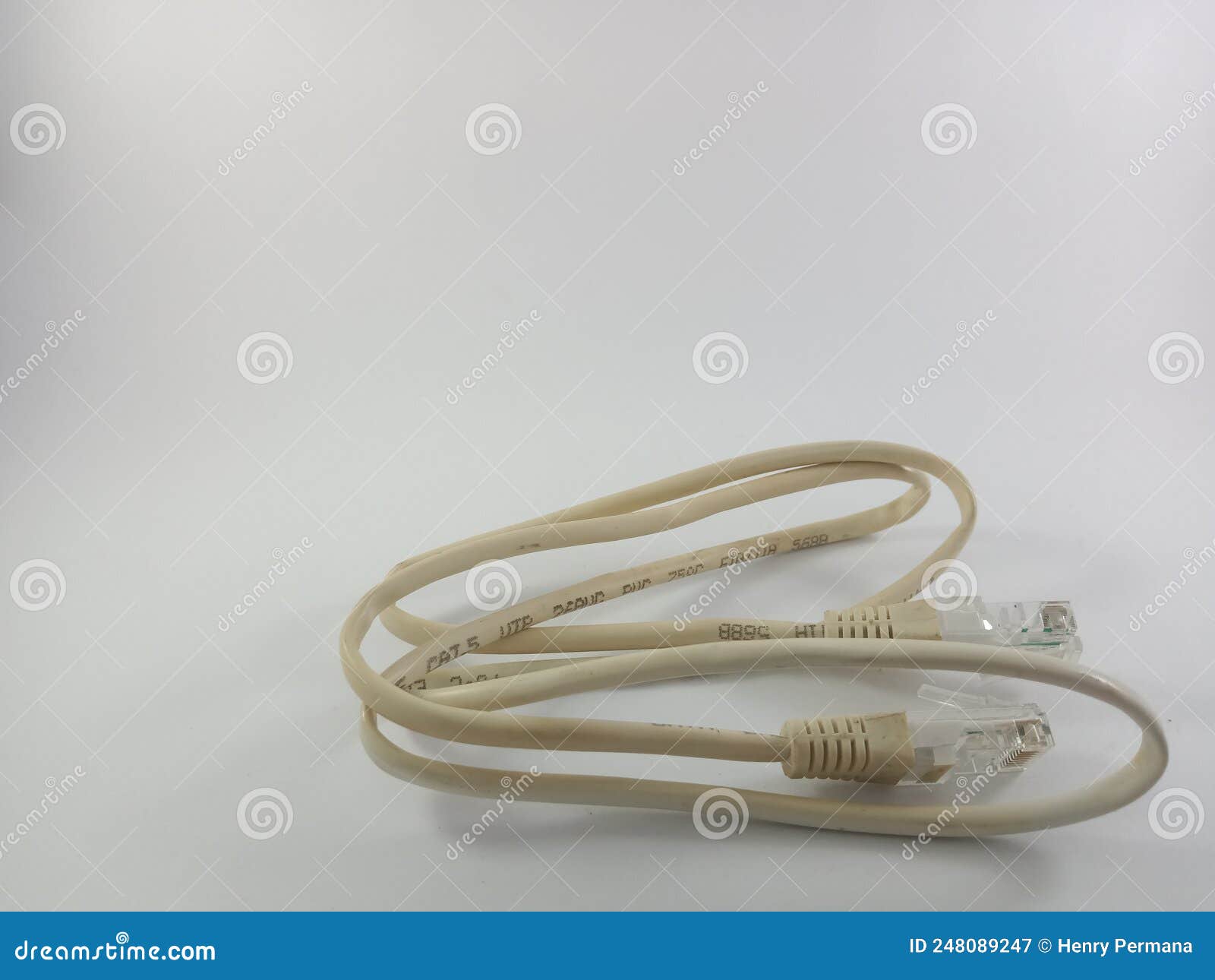 White Lan Cable with Rj45 Connector Stock Image - Image of patch ...