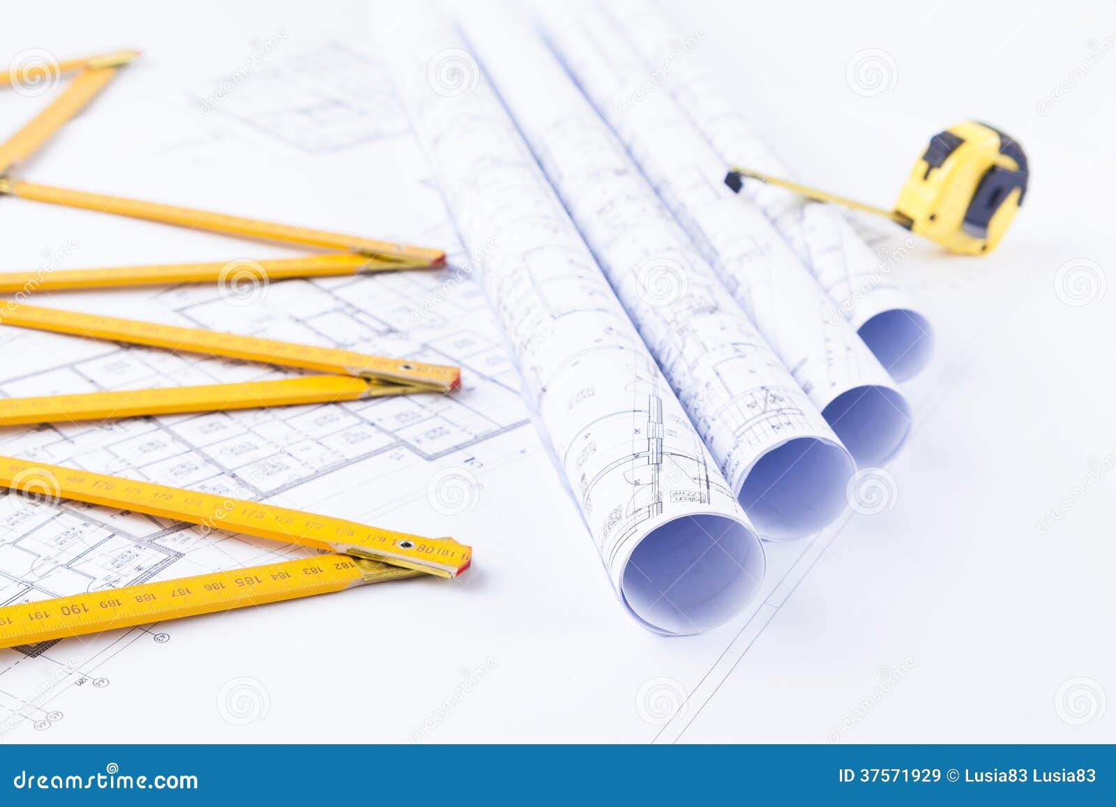 Metric Folding Ruler and Architectural Drawings of the Modern House ...