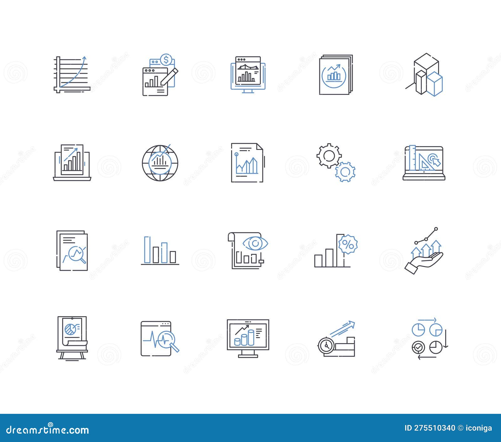 Metrics Criteria Line Icons Collection Measurable Quantitative Analytical Data Driven
