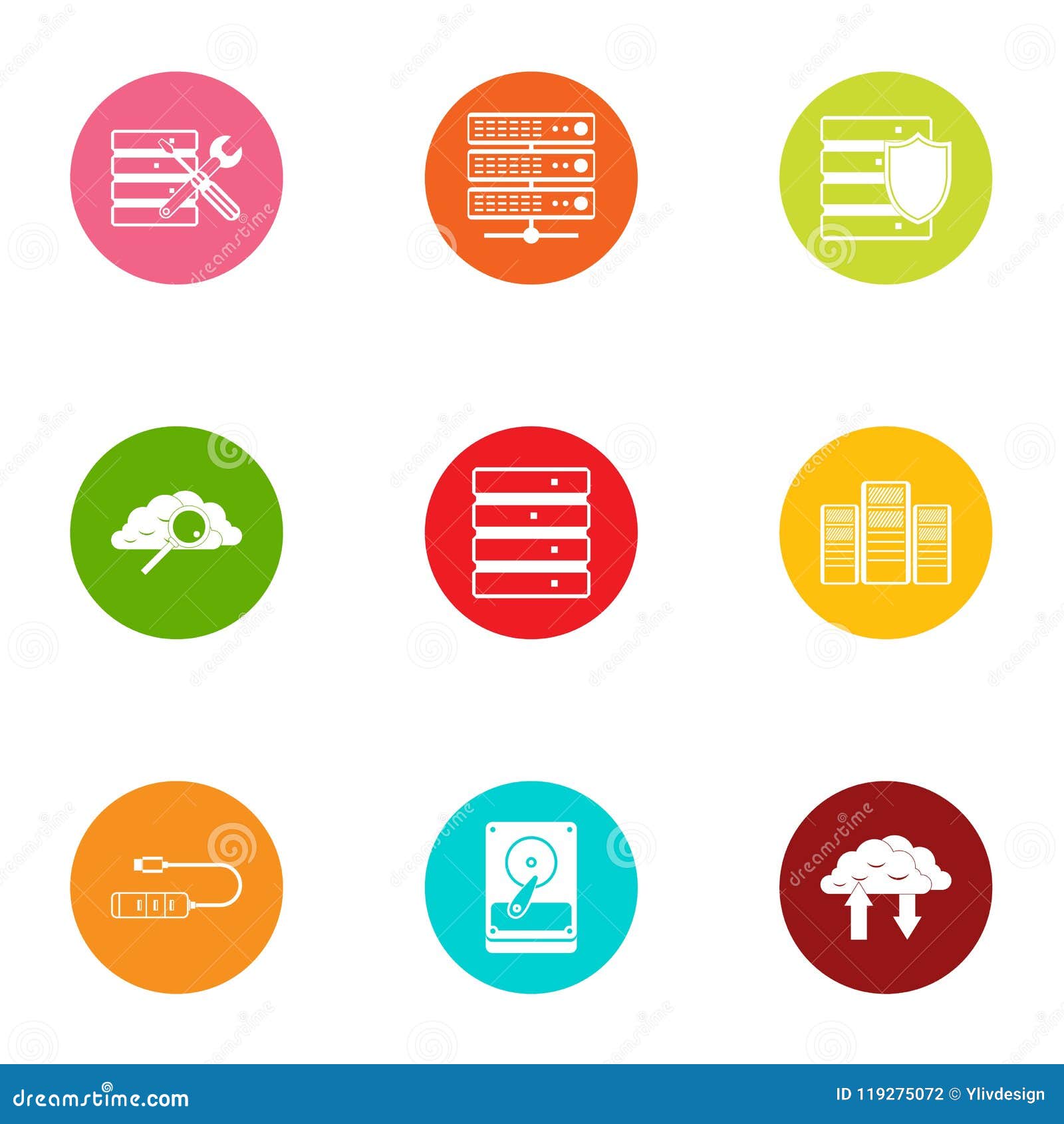 Metrics Icons Set, Flat Style Stock Vector - Illustration of icons ...