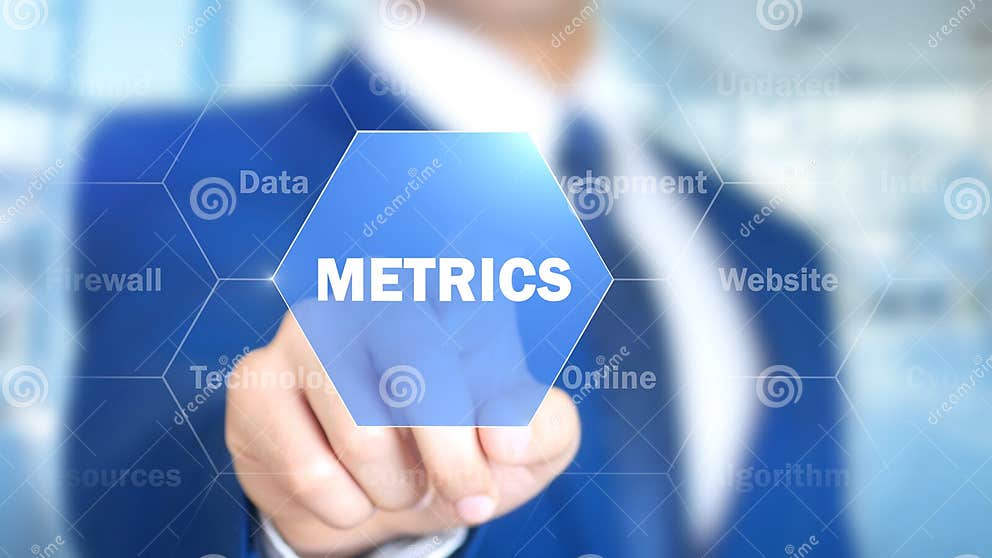 Metrics, Man Working on Holographic Interface, Visual Screen Stock ...