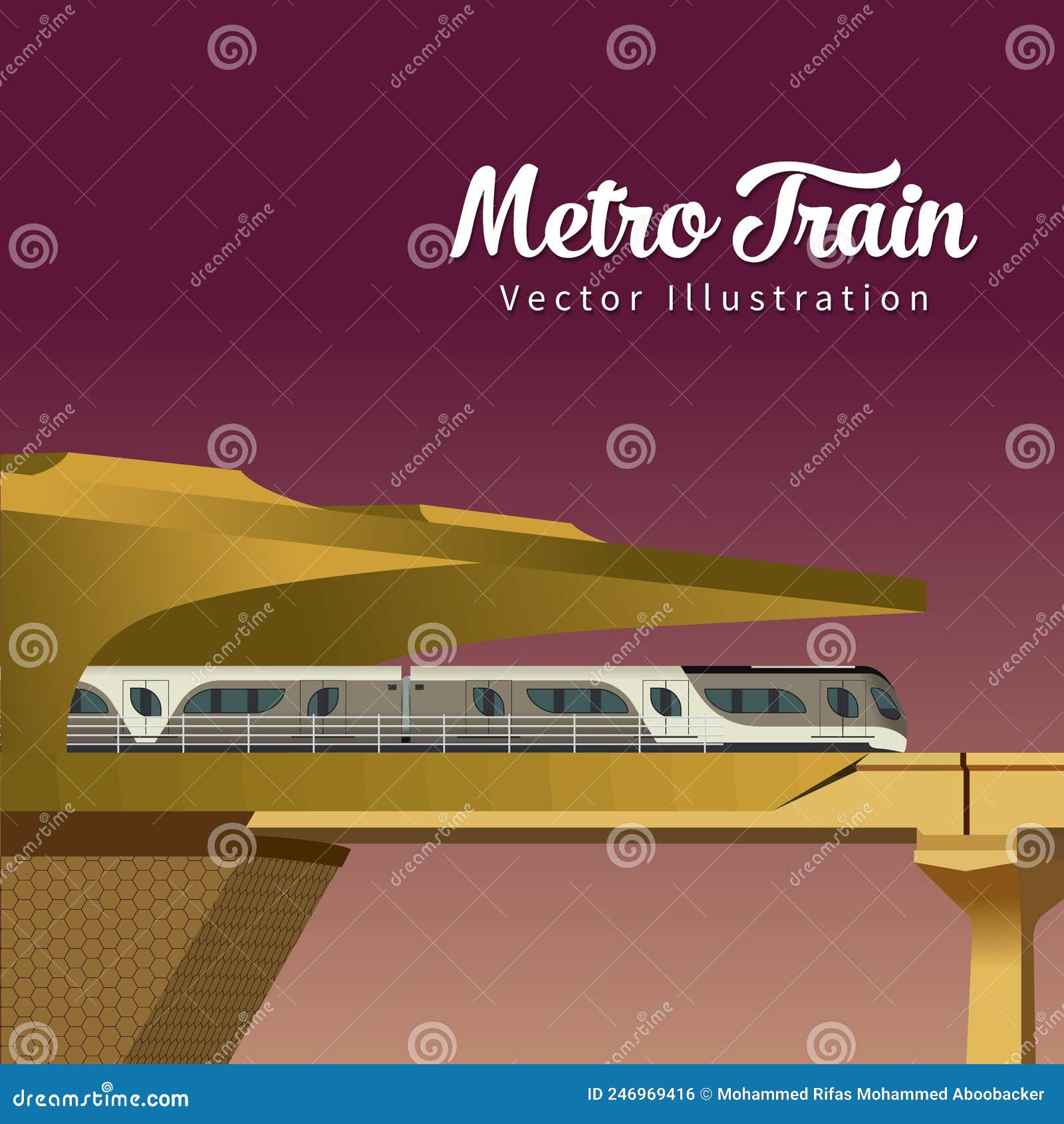 Metro Train, Doha Qatar, Vector Illustration Stock Illustration ...