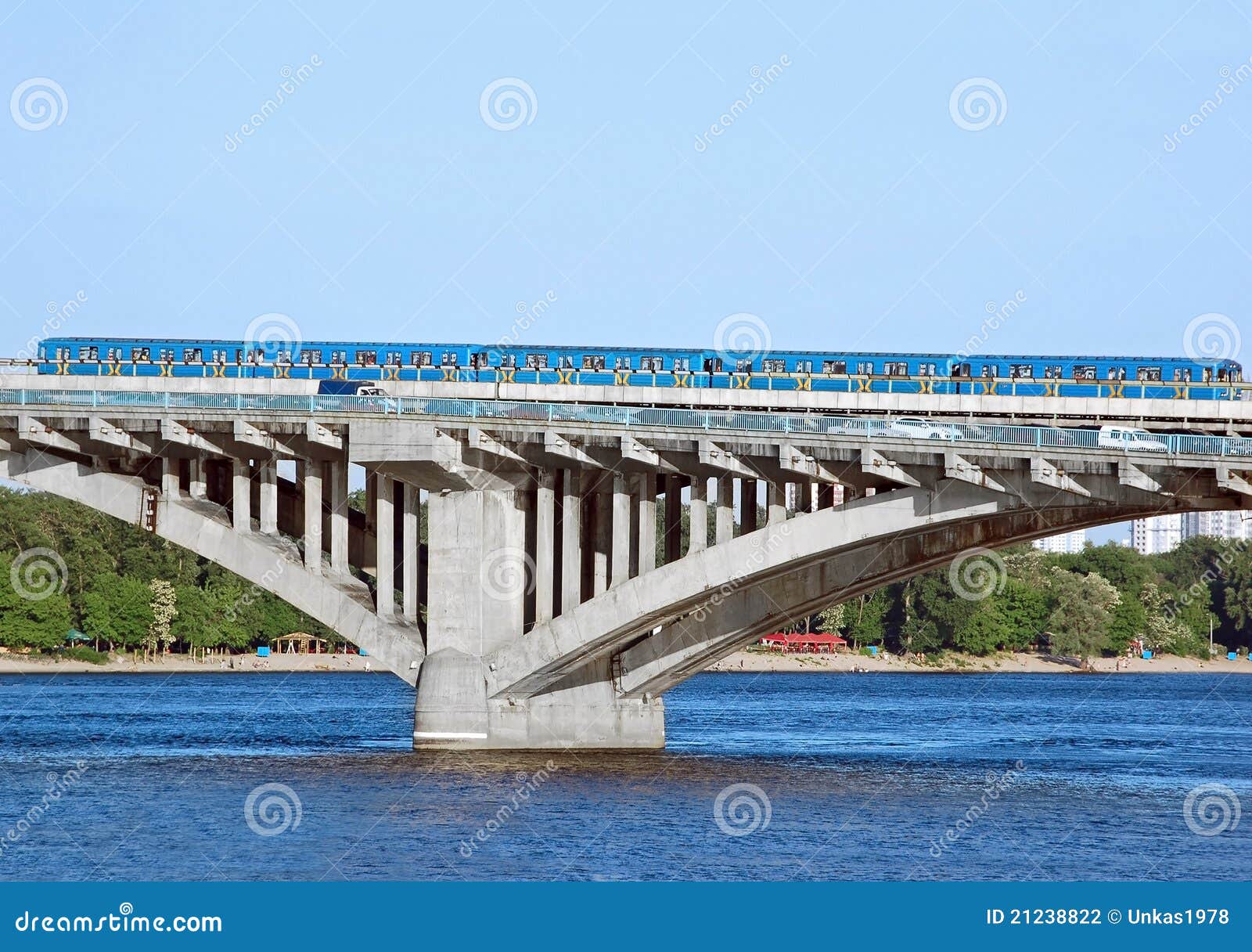Metro Bridge with Subway Train Stock Photo - Image of arch, coastline ...
