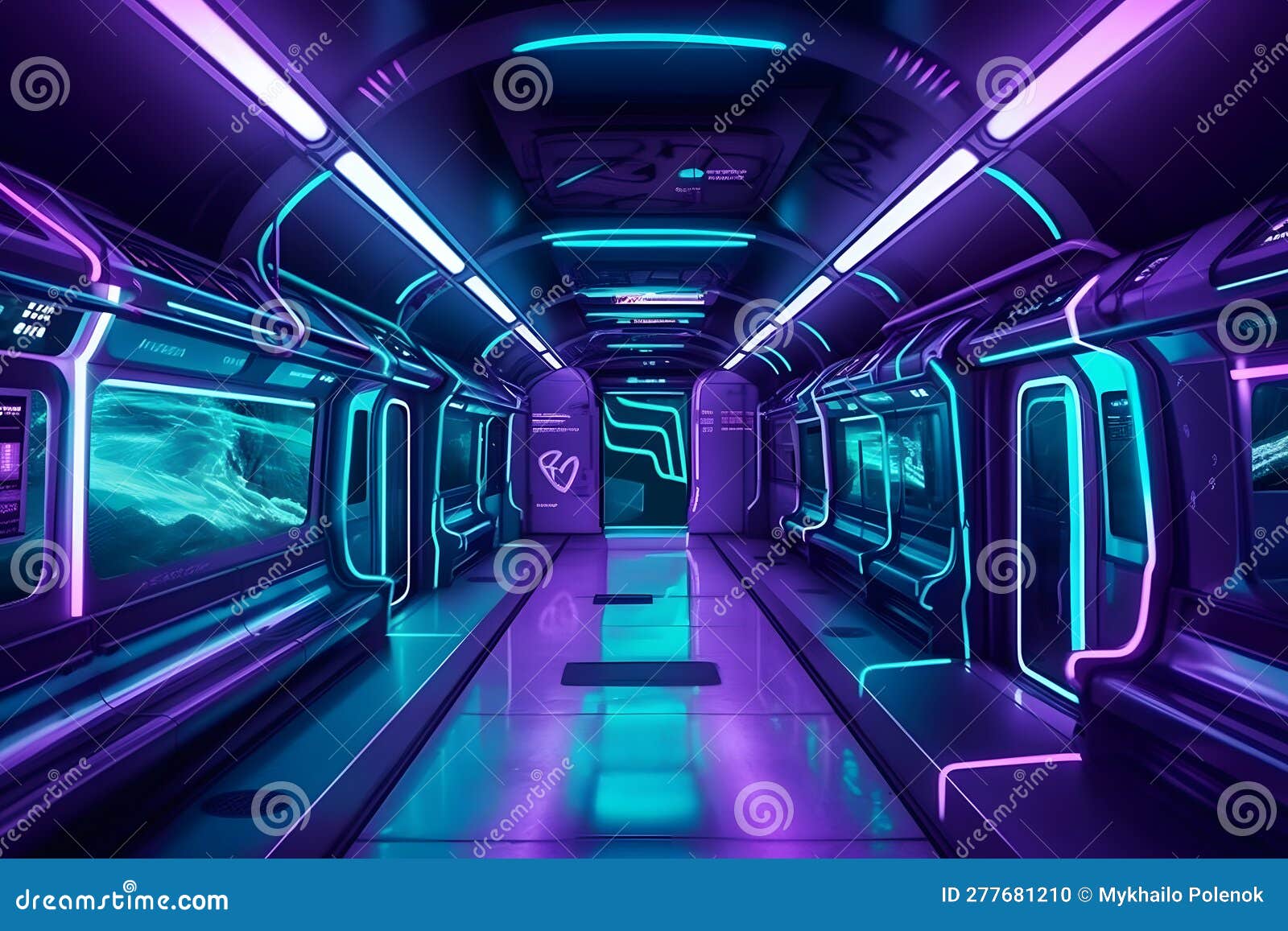 Metro Future Neon in Synthwave Style. Neural Network AI Generated Stock ...