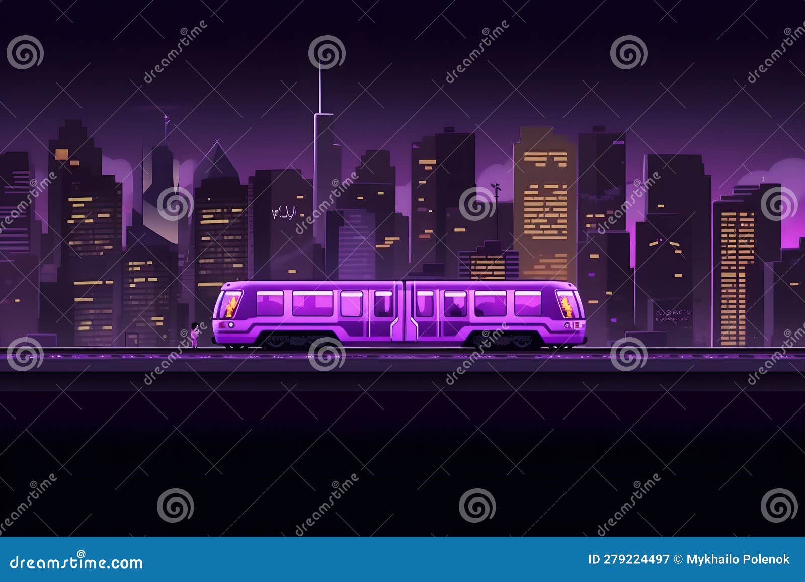 Metro Future Neon in Synthwave Style. Neural Network AI Generated Stock ...