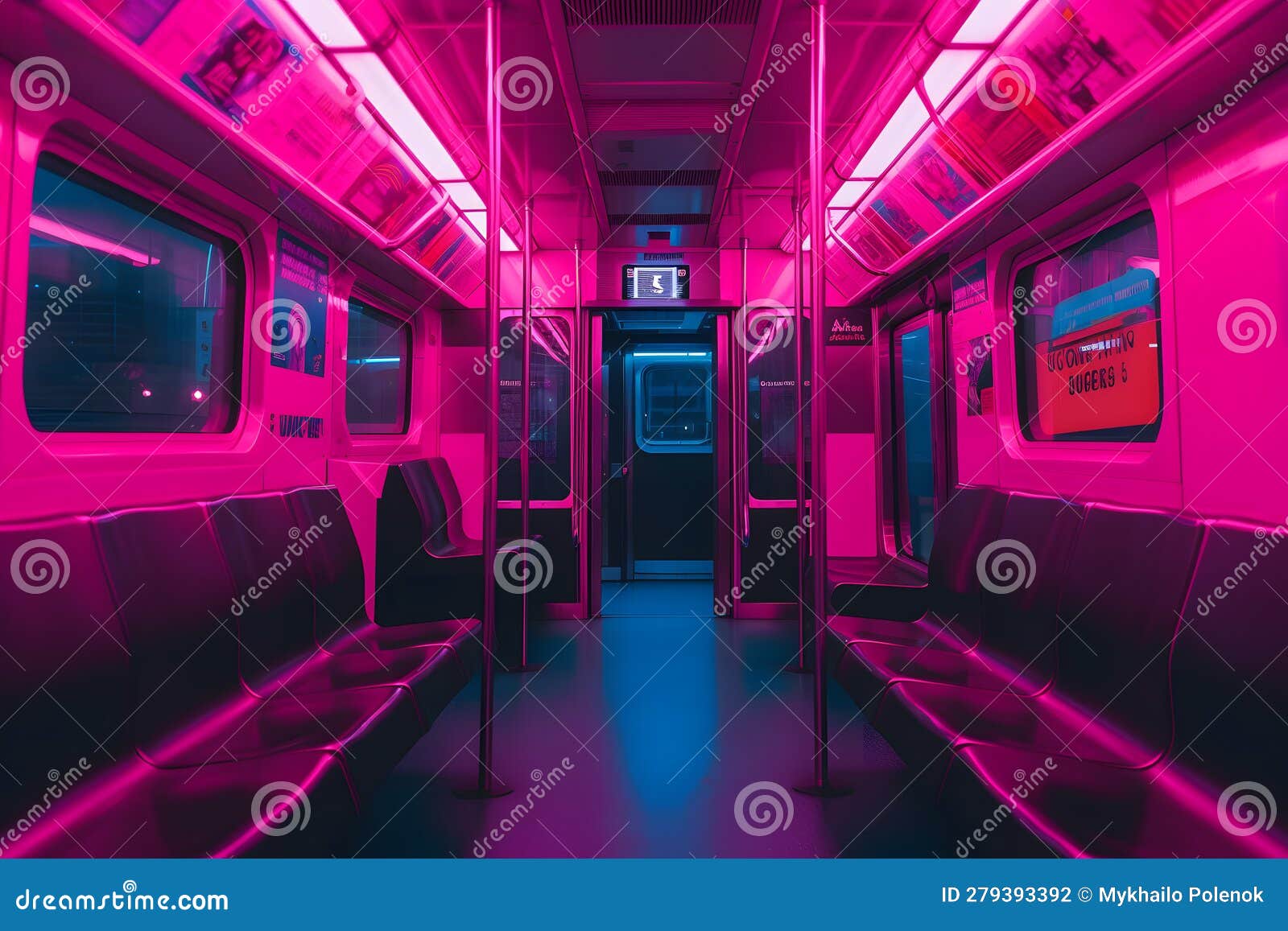 Metro Future Neon in Synthwave Style. Neural Network AI Generated Stock ...