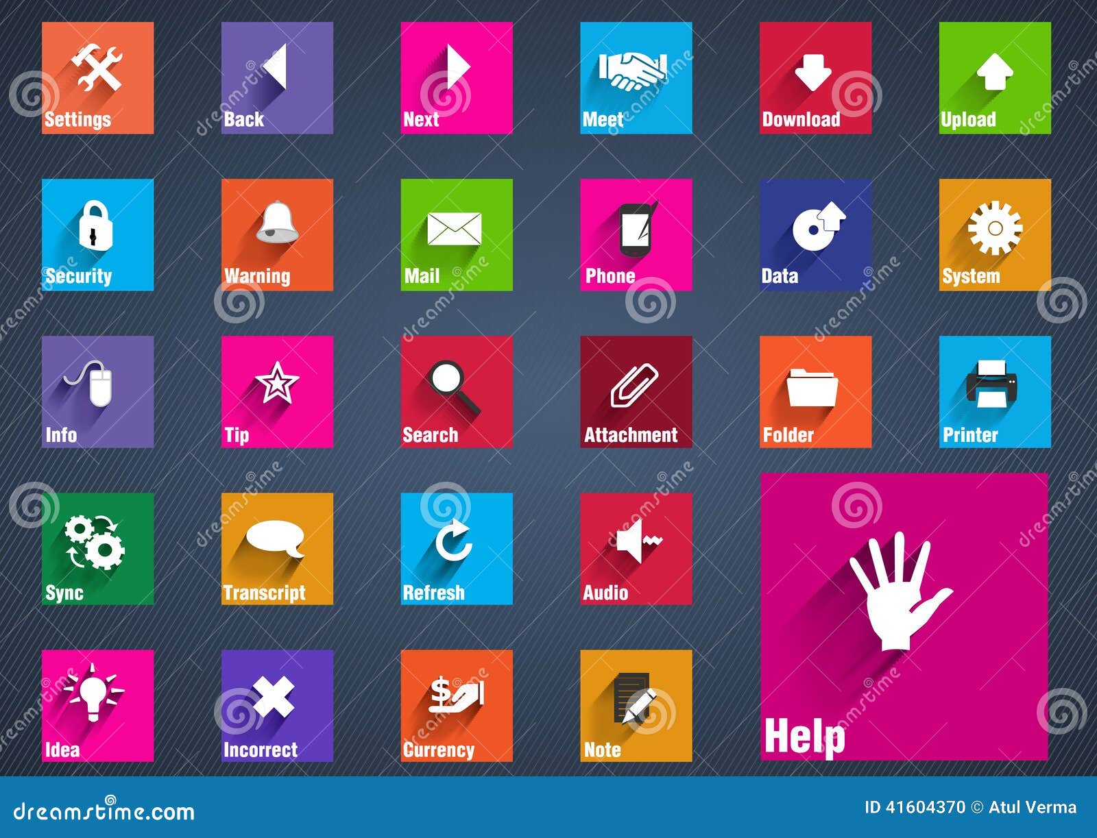 Metro Icon Set with Long Shadow Effect for Computer, Web, Phone and Tab ...