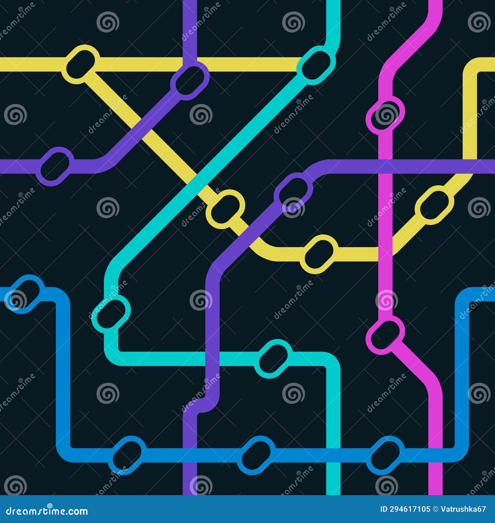 Metro Map Pattern. Seamless Print of Underground Railway Stations with ...