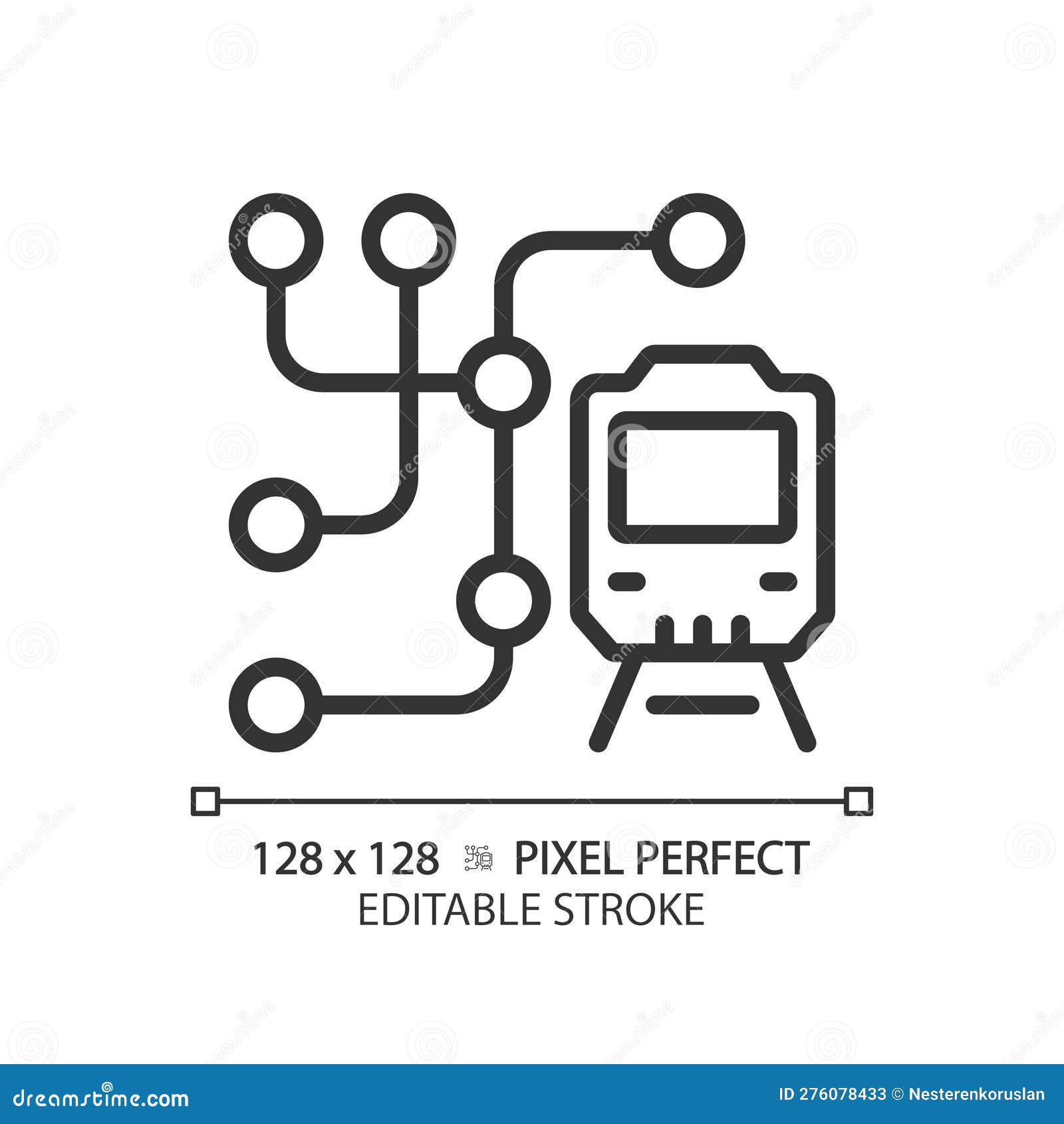 Metro Map Pixel Perfect Linear Icon Stock Vector - Illustration of ...