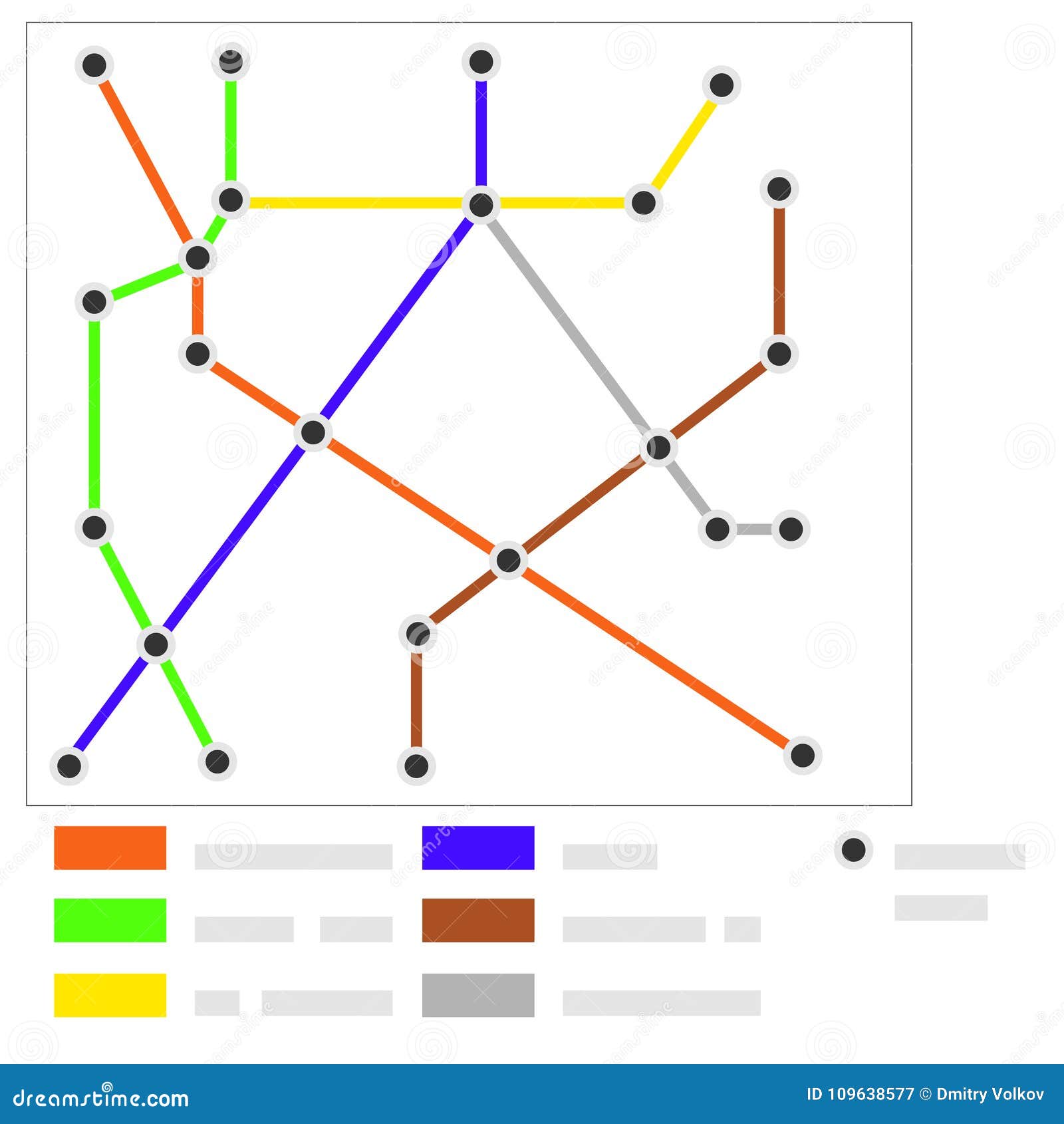 Metro Map with Stations. Modern Metro Map with Lines and Stations. the ...