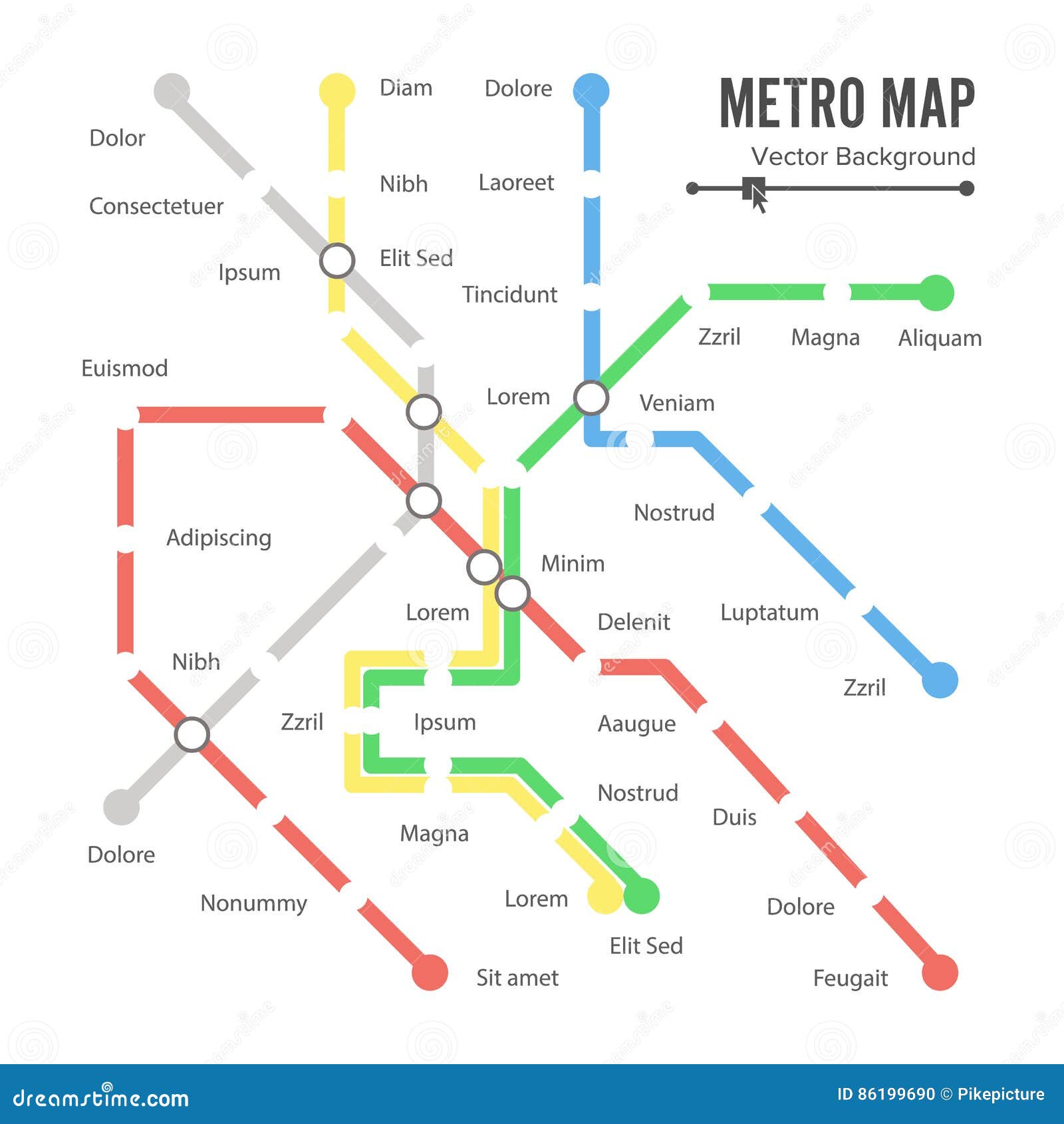 Metro Map Vector. City Transportation Scheme Concept Stock Vector ...