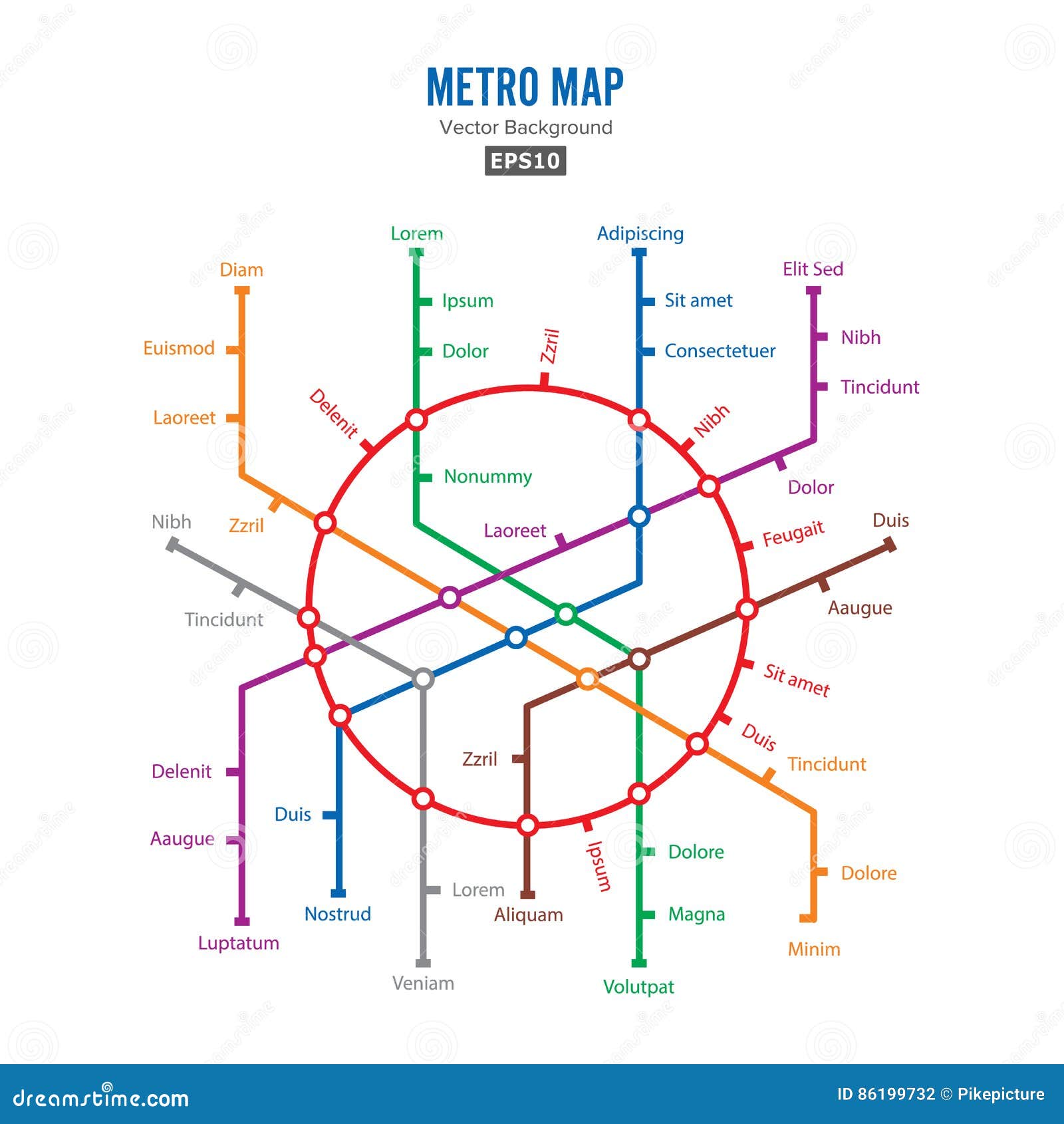 Metro Map Vector. City Transportation Scheme Concept Stock Vector ...
