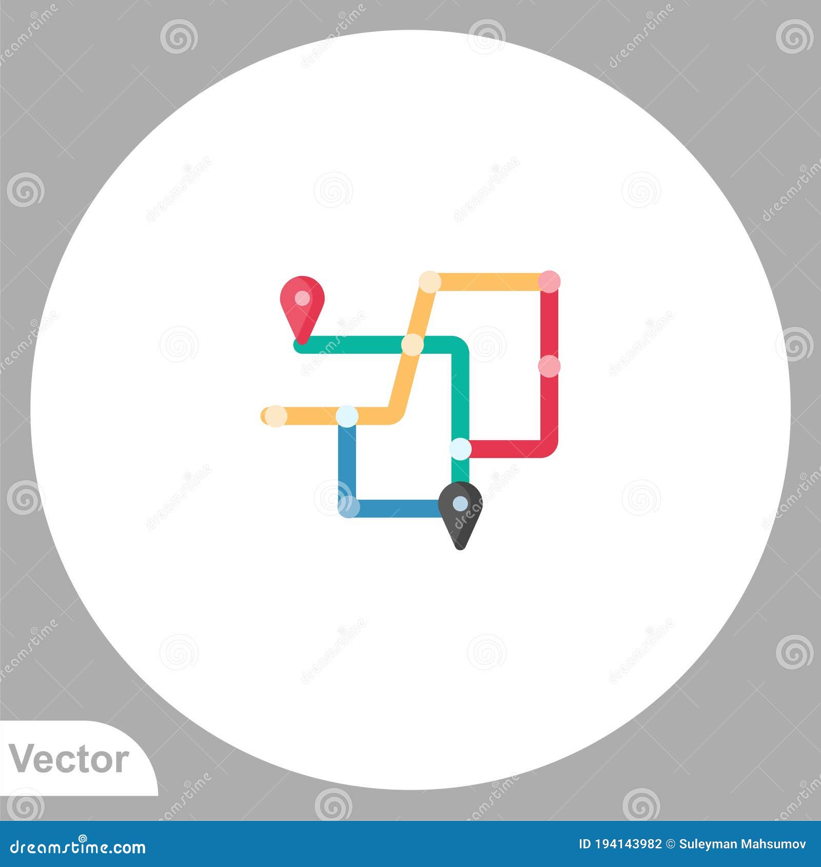 Metro Map Vector Icon Sign Symbol Stock Vector - Illustration of plan ...