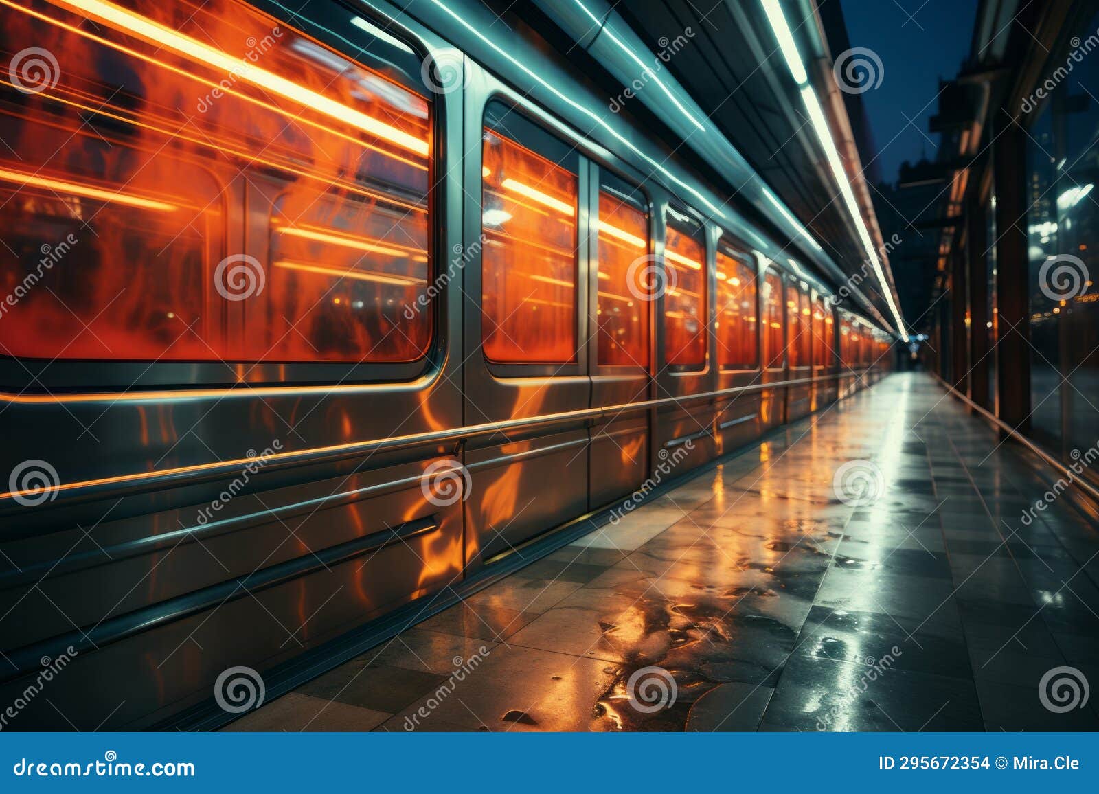 Metro with Motion Blur in Station, Created with Generative AI Stock ...