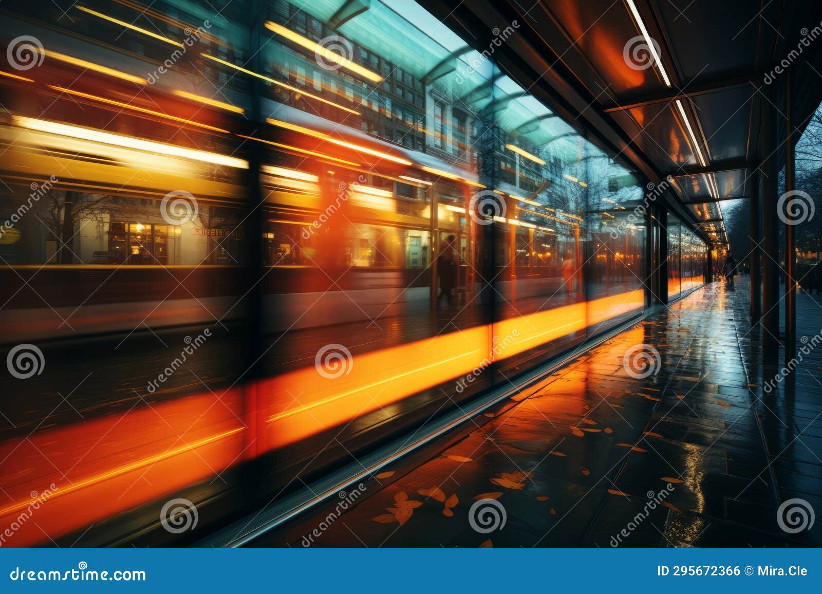 Metro with Motion Blur in Station, Created with Generative AI Stock ...