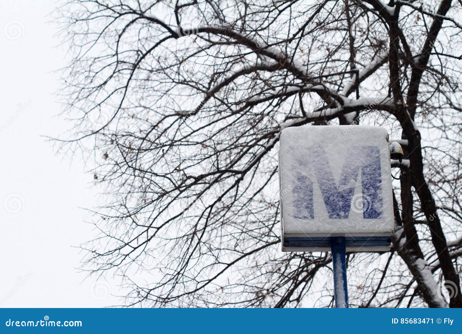 Metro sign covered in snow editorial photo. Image of daytime - 85683471