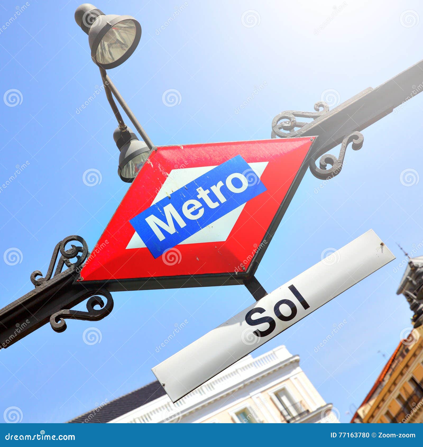 Metro Sol in Madrid stock photo. Image of glare, european - 77163780