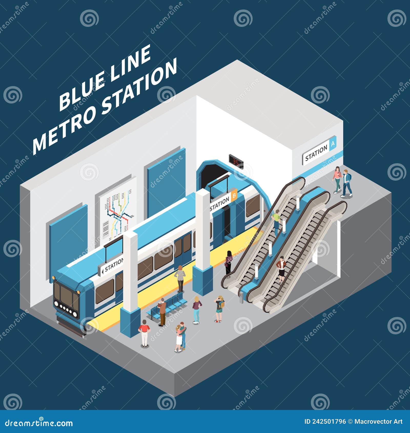 Metro Station Isometric Interior Stock Vector - Illustration of public ...