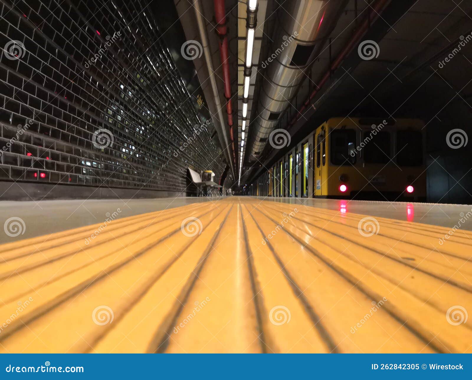Metro Station with a Yellow Subway Carriage Stock Image - Image of ...