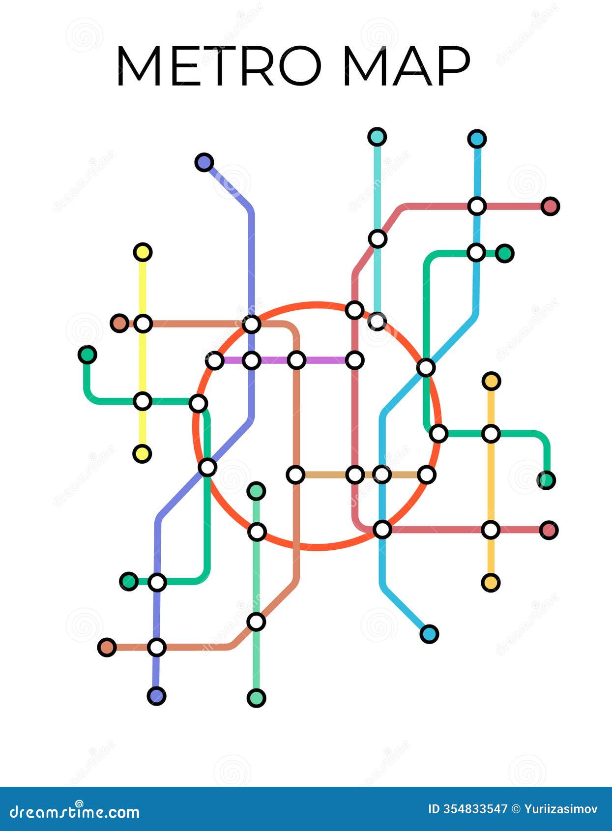 Metro Stations and Plan of Subway with. Fictional Metro Map of ...