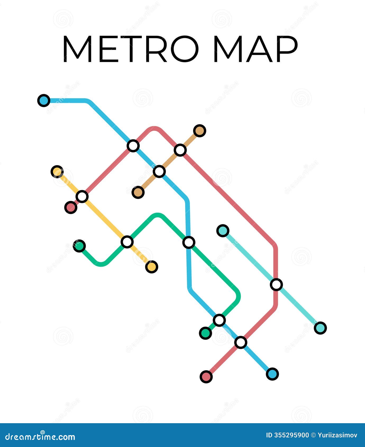 Metro Stations and Plan of Subway with. Fictional Metro Map of ...