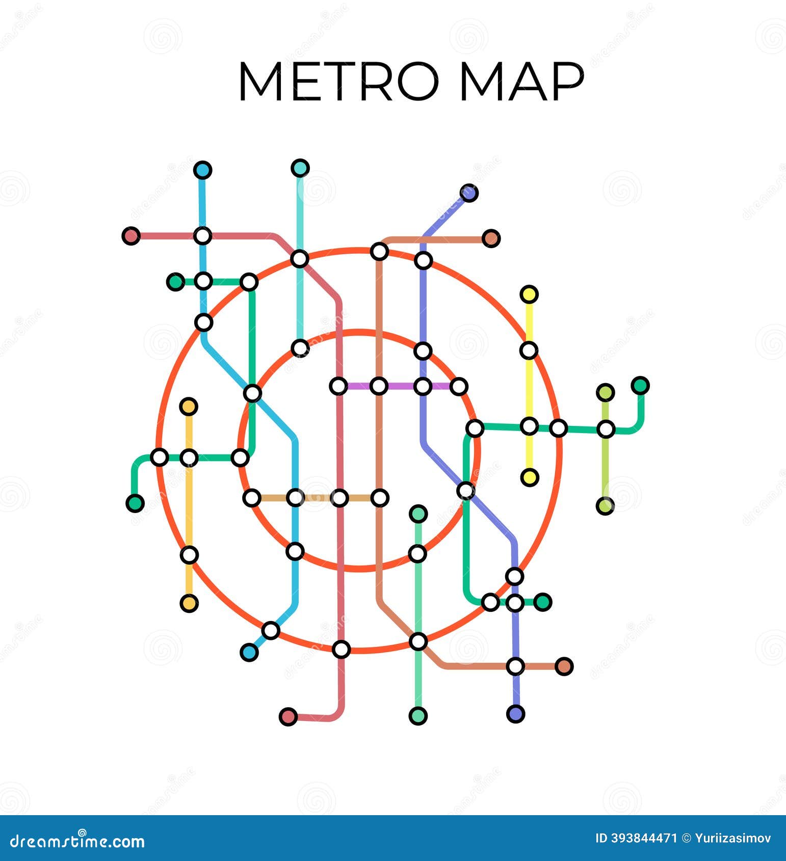 Metro Stations And Plan Of Subway With. Fictional Metro Map Of ...