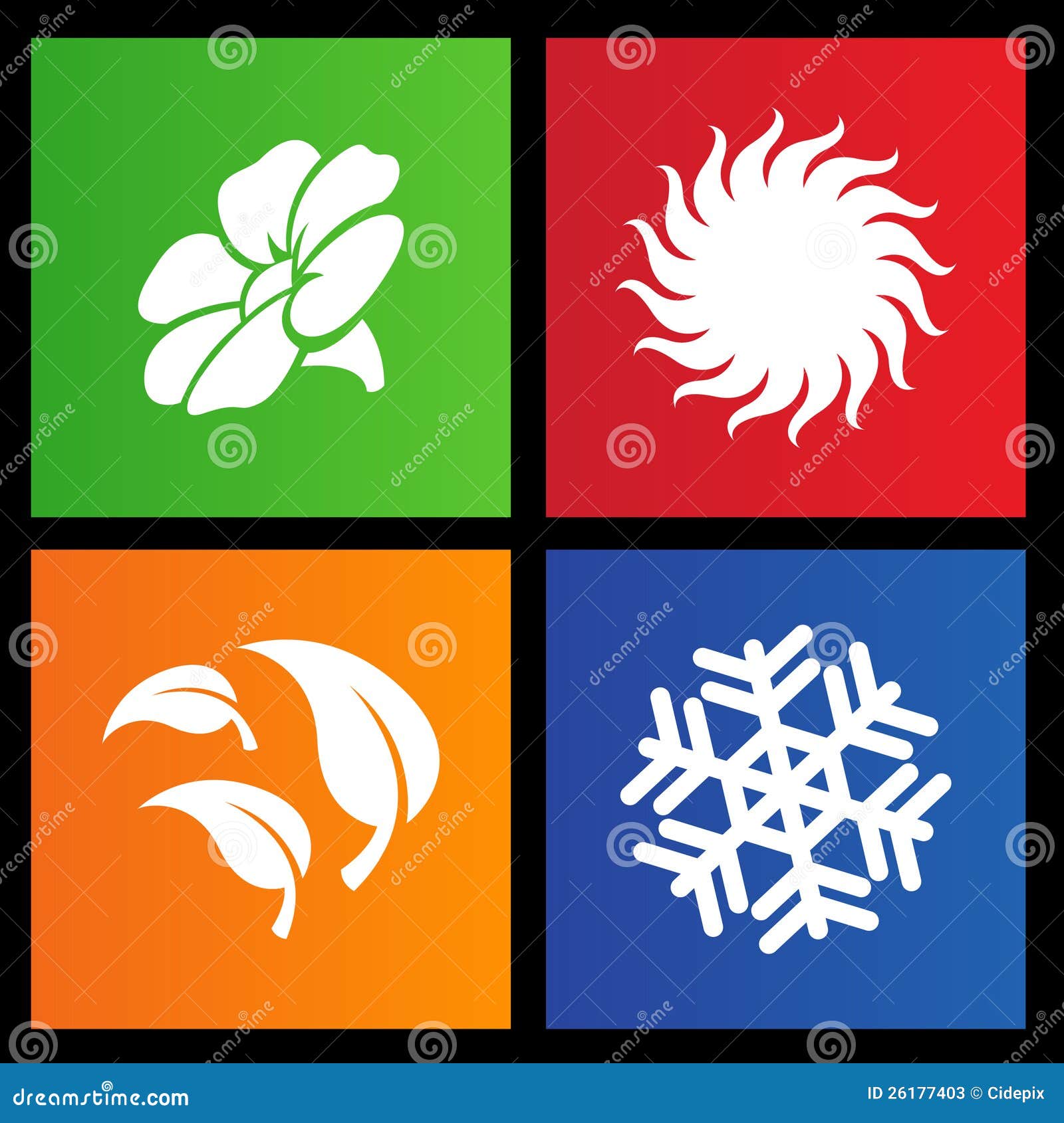 Metro Style Four Seasons Icons Stock Vector - Illustration of frost ...
