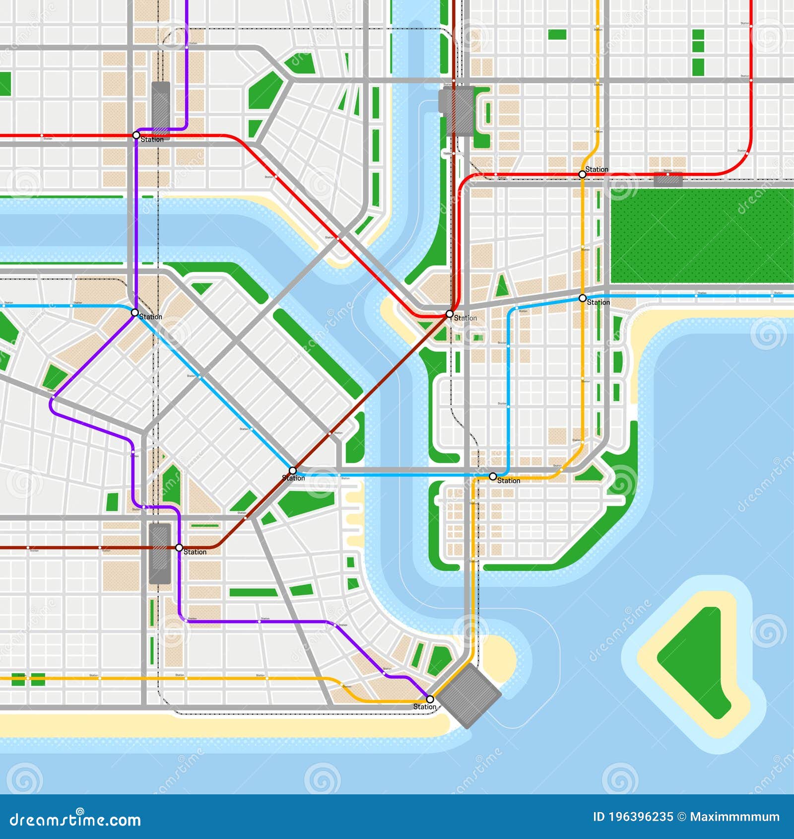 Metro or Subway Map Design Template Stock Vector - Illustration of plan ...
