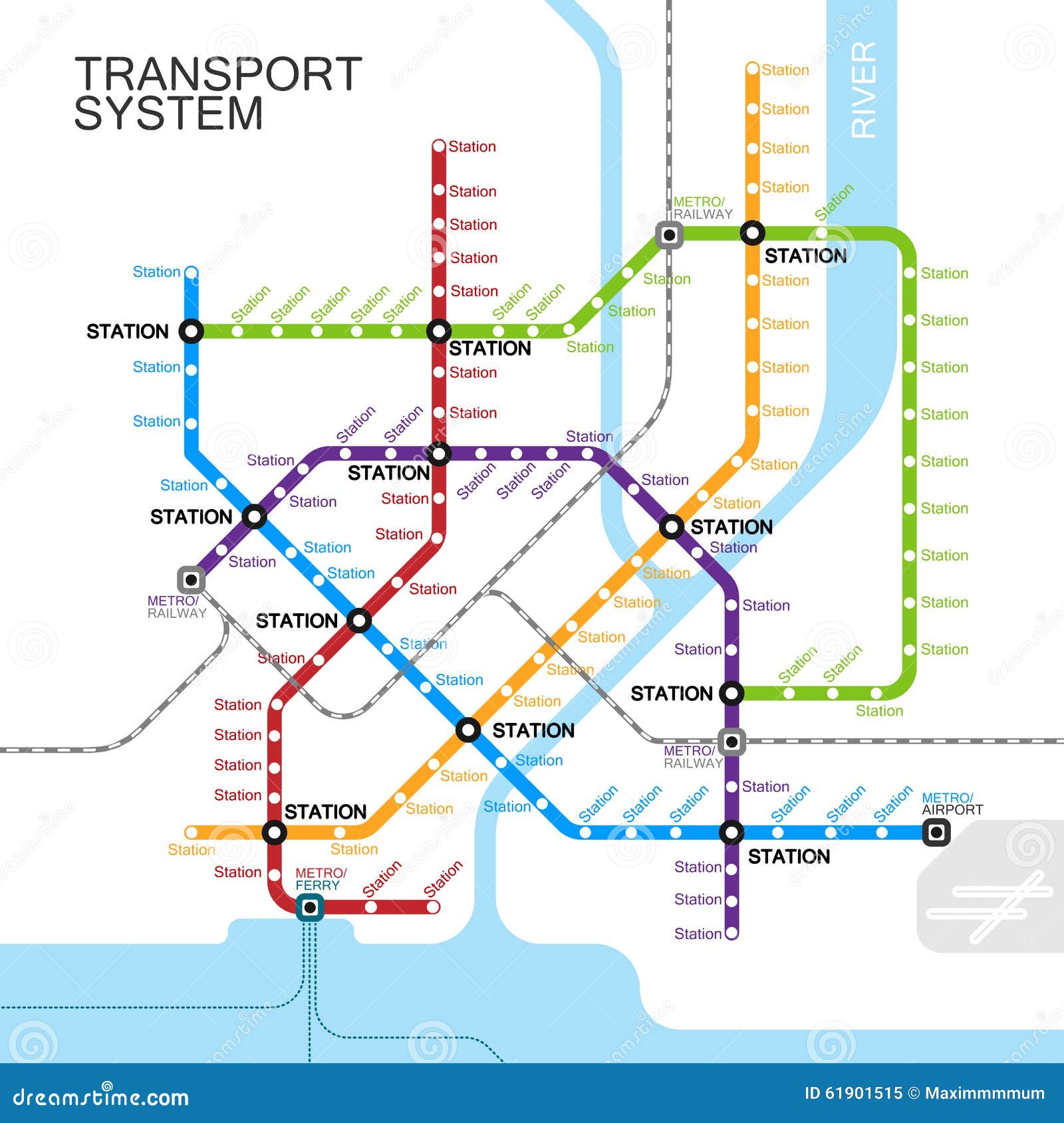 Metro Or Subway Map Design Stock Vector - Image: 61901515