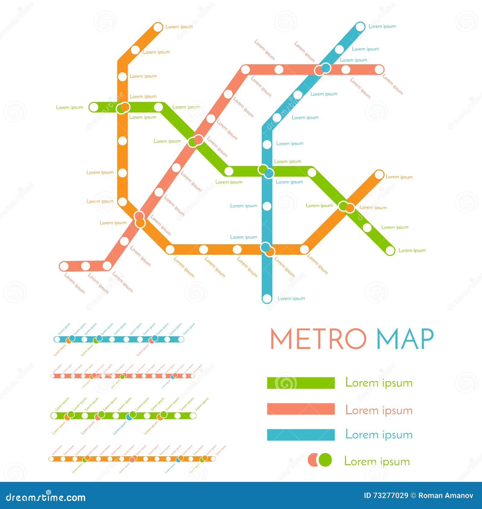 Metro or Subway Map Design Template. City Transportation Scheme Concept ...