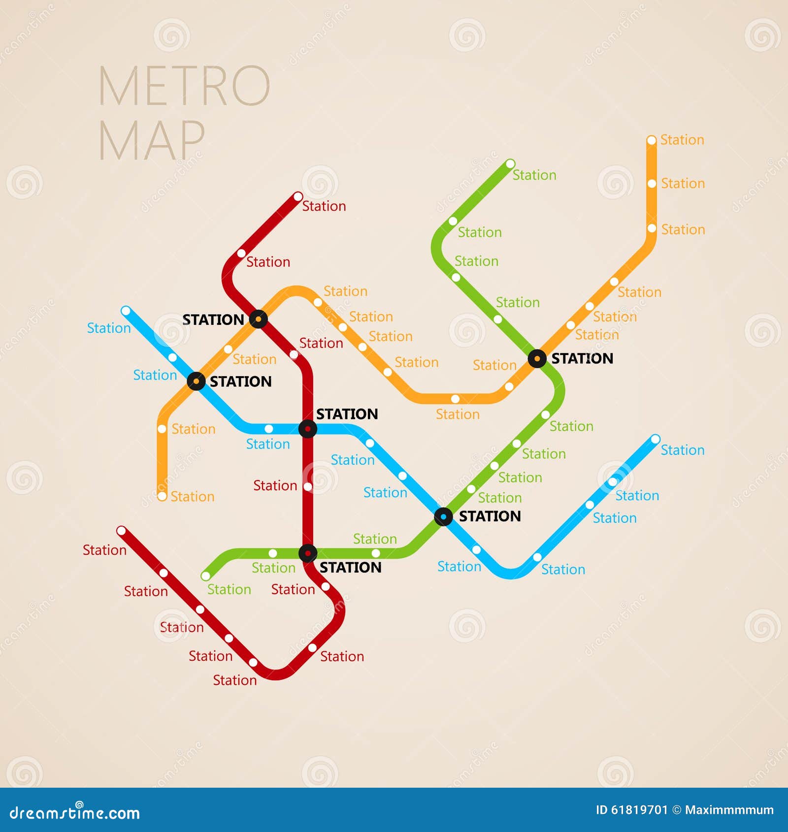 Metro or Subway Map Design Template. Transportation Concept Stock ...