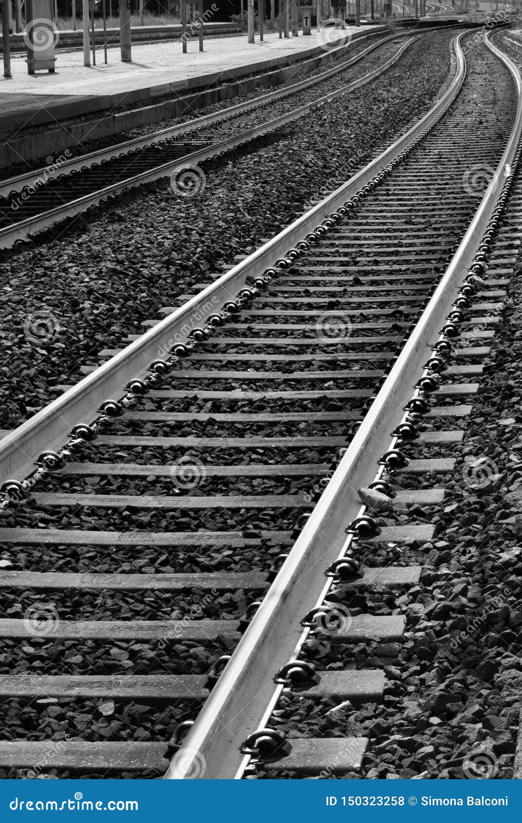 Metro Tracks Outdoors and Black and White Stock Photo - Image of blur ...
