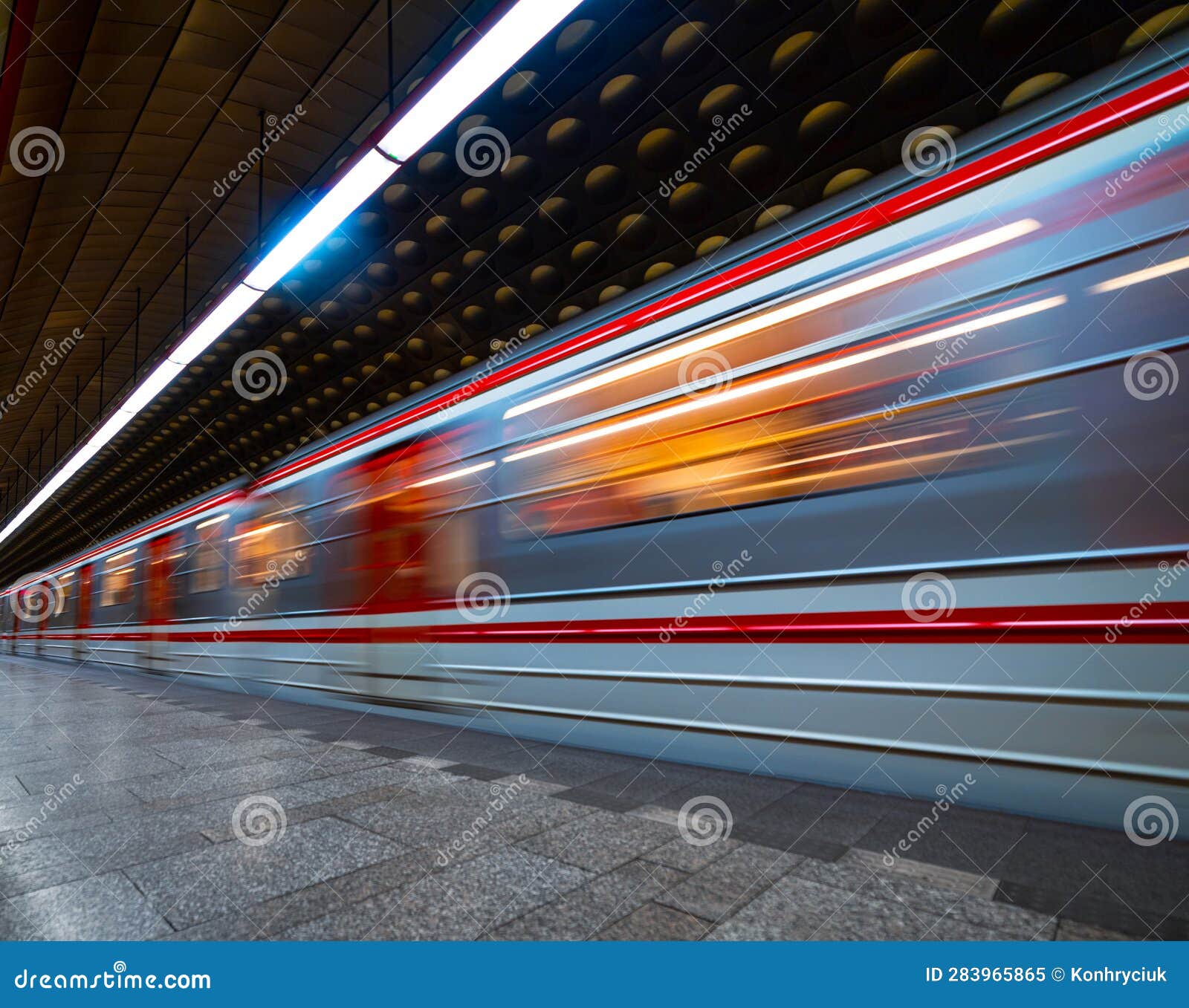 Metro Train in Fast Movement at Station Editorial Image - Image of ...