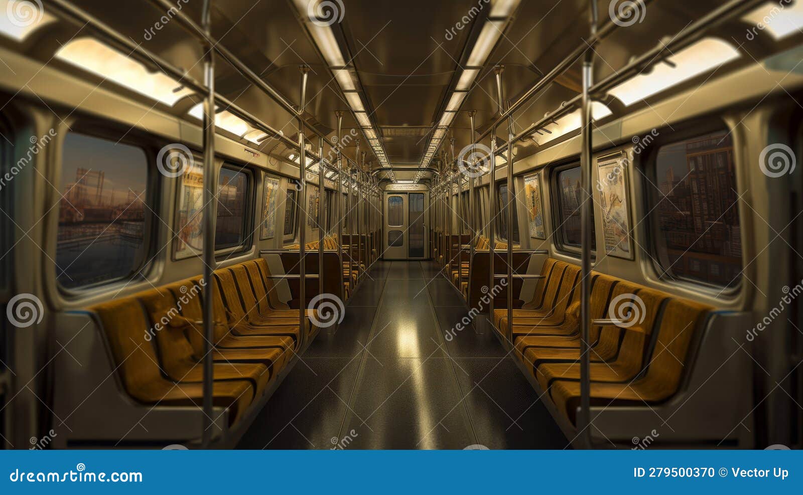 Metro Train Interior. Generative AI Stock Illustration - Illustration ...