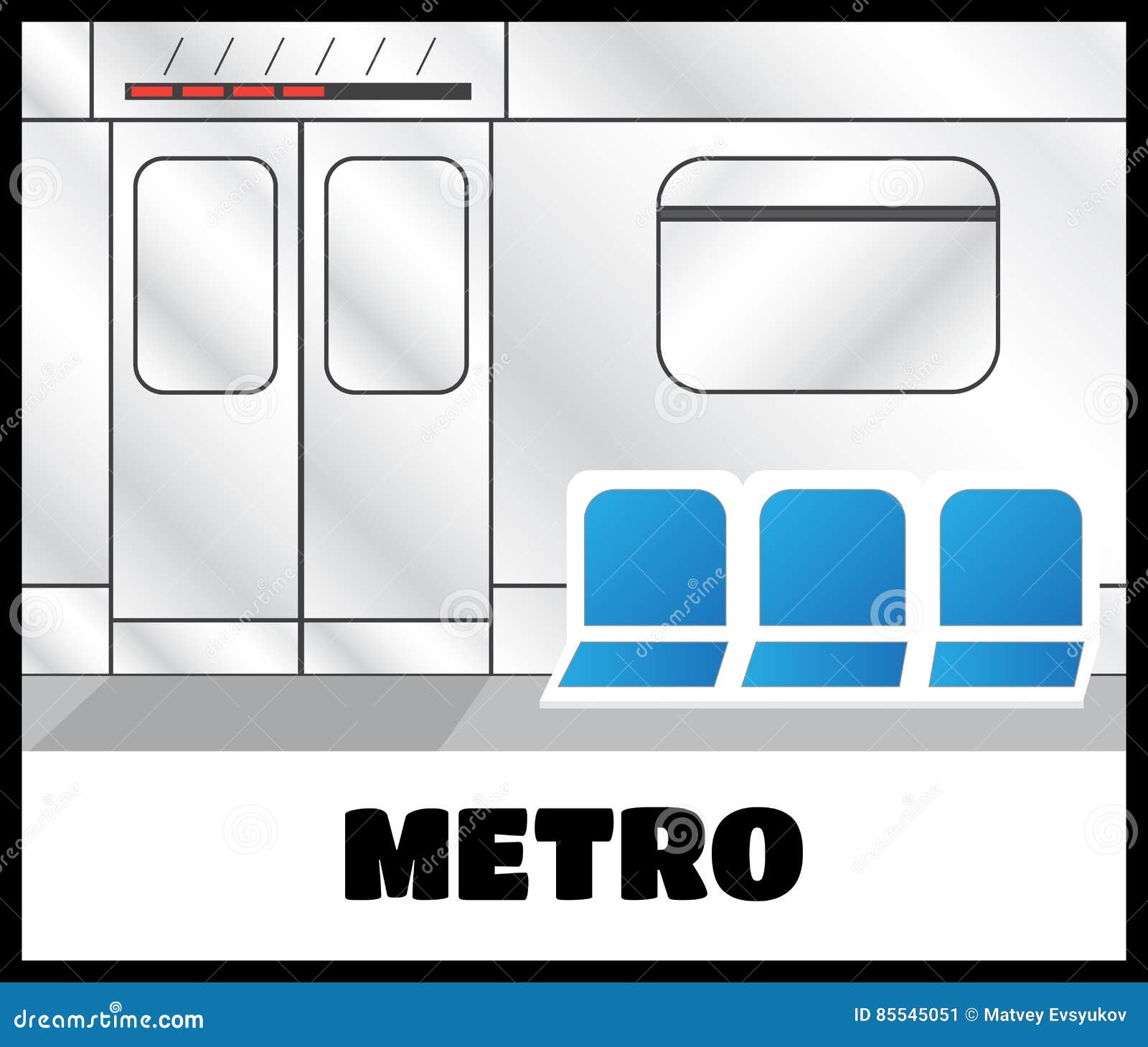 Metro train interior stock illustration. Illustration of glass - 85545051