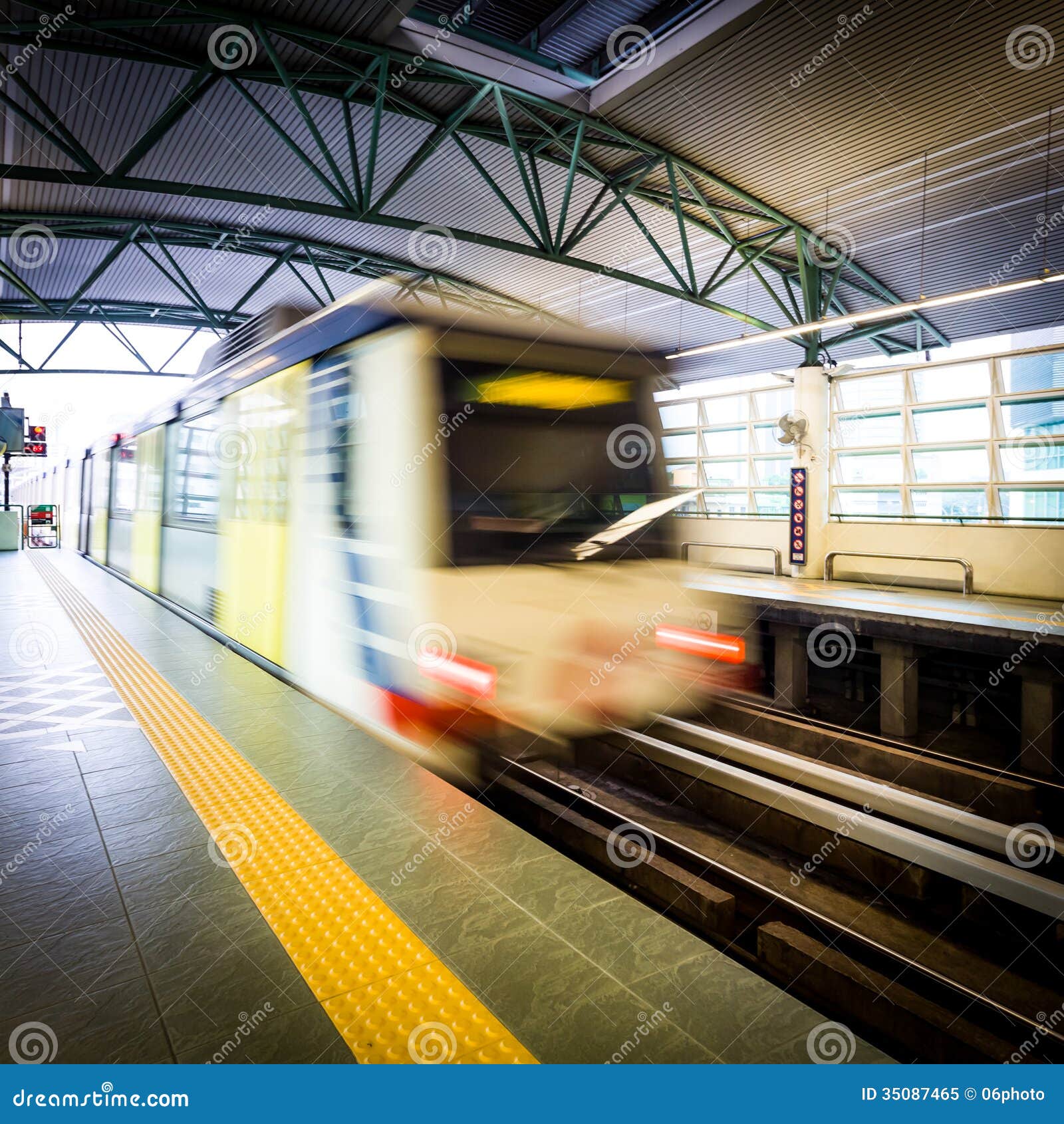 Metro Train with Motion Blur Effect Stock Image - Image of blue, rail ...