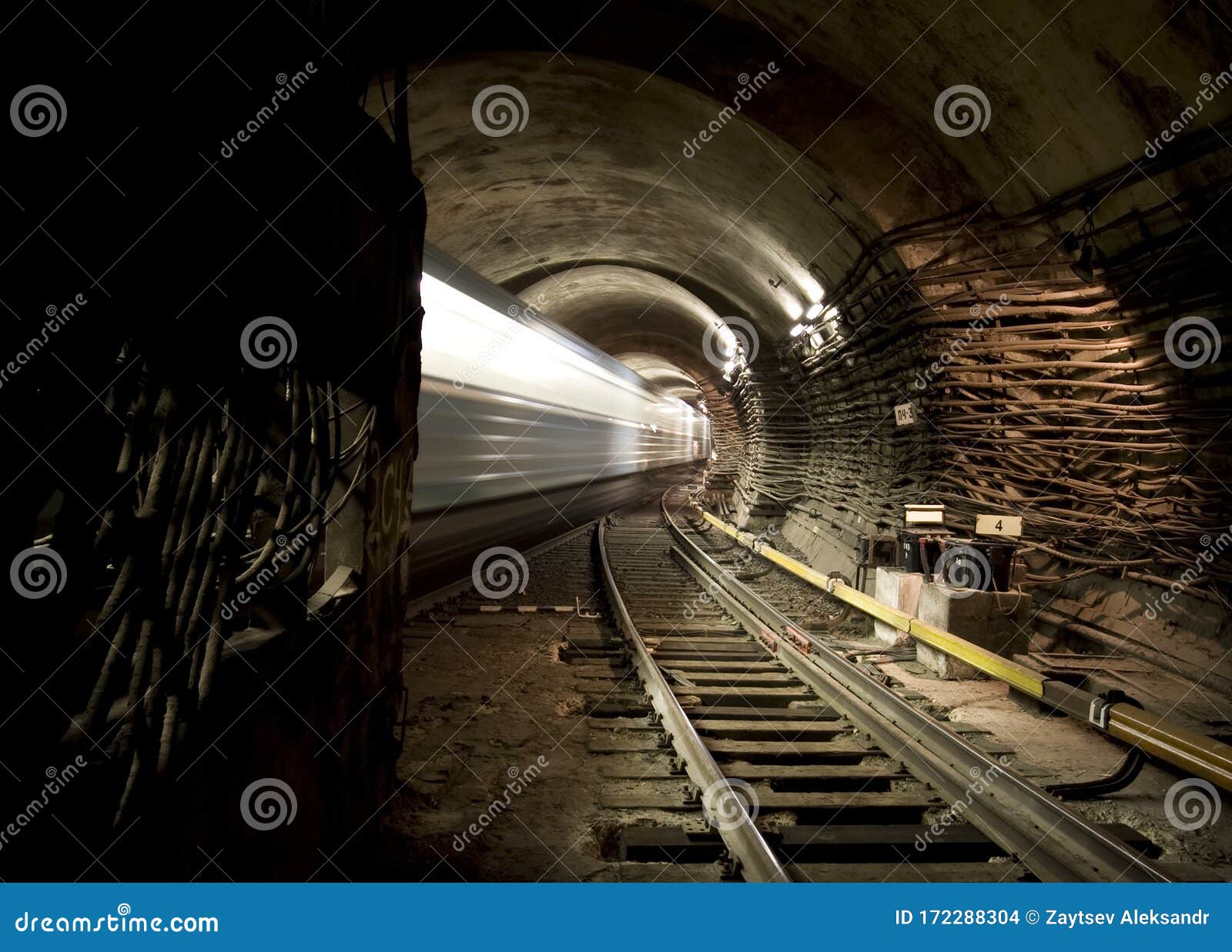 Metro Train Passing the Direction Arrow Stock Photo - Image of blowing ...