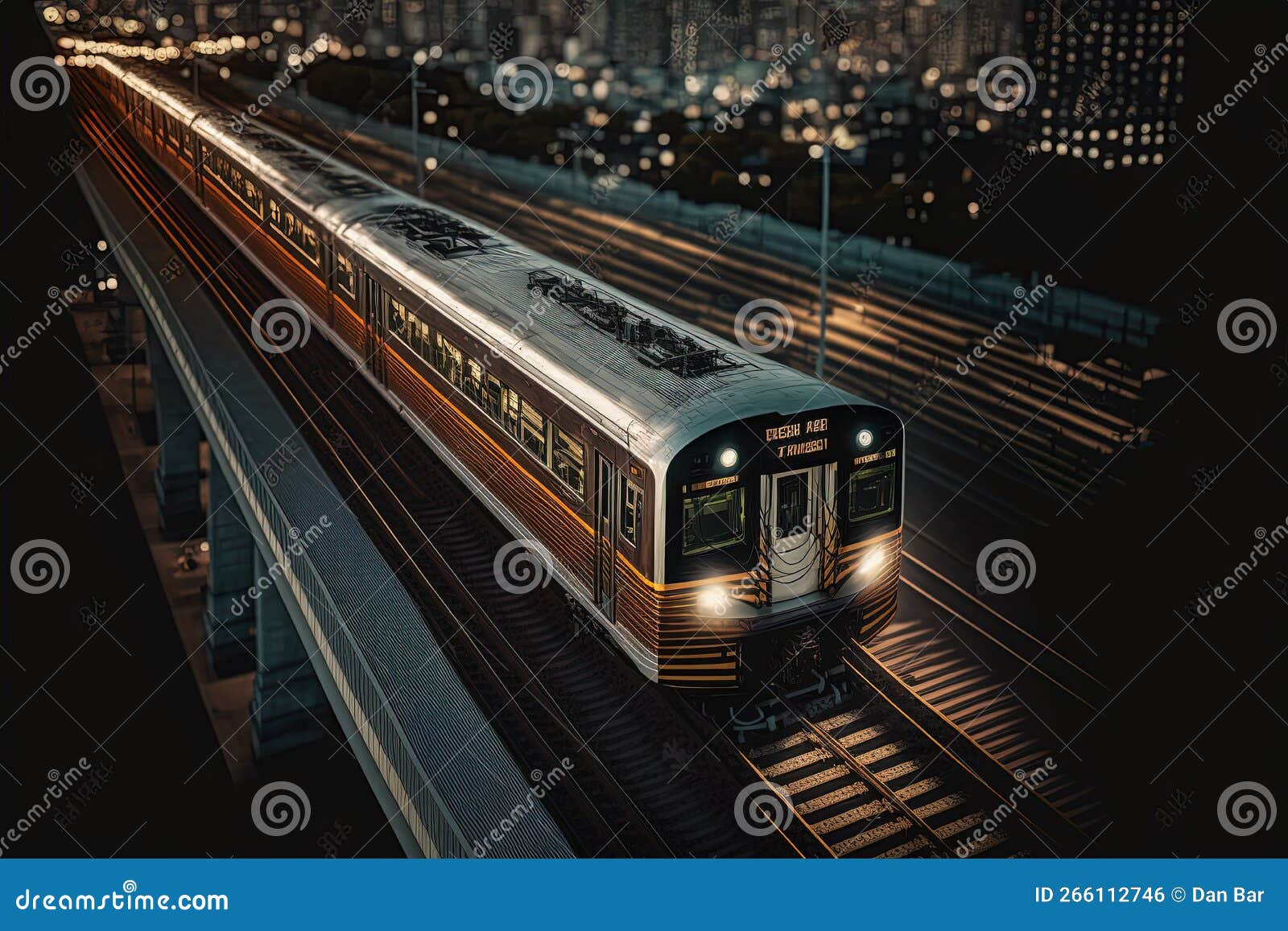 Metro Train on Rails, in a Large City, Generative Ai Stock Illustration ...