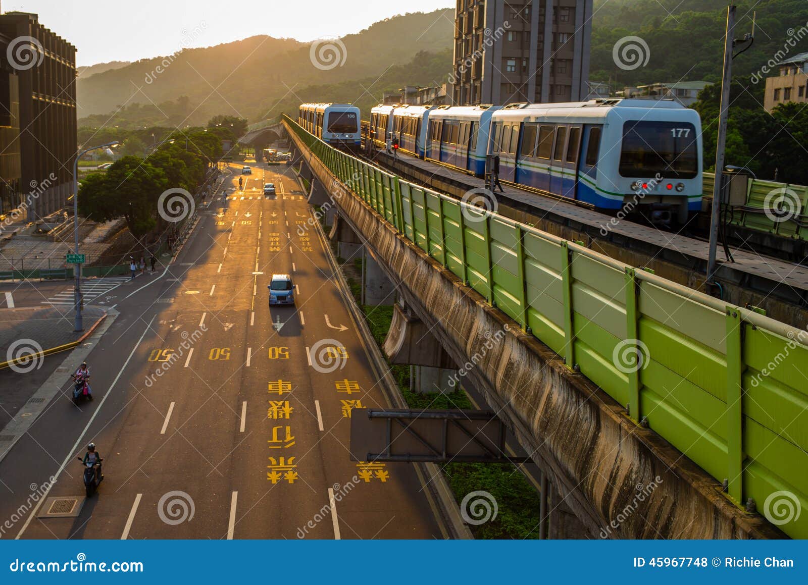 Metro Train on the Way in Taipei City Stock Photo - Image of connection ...