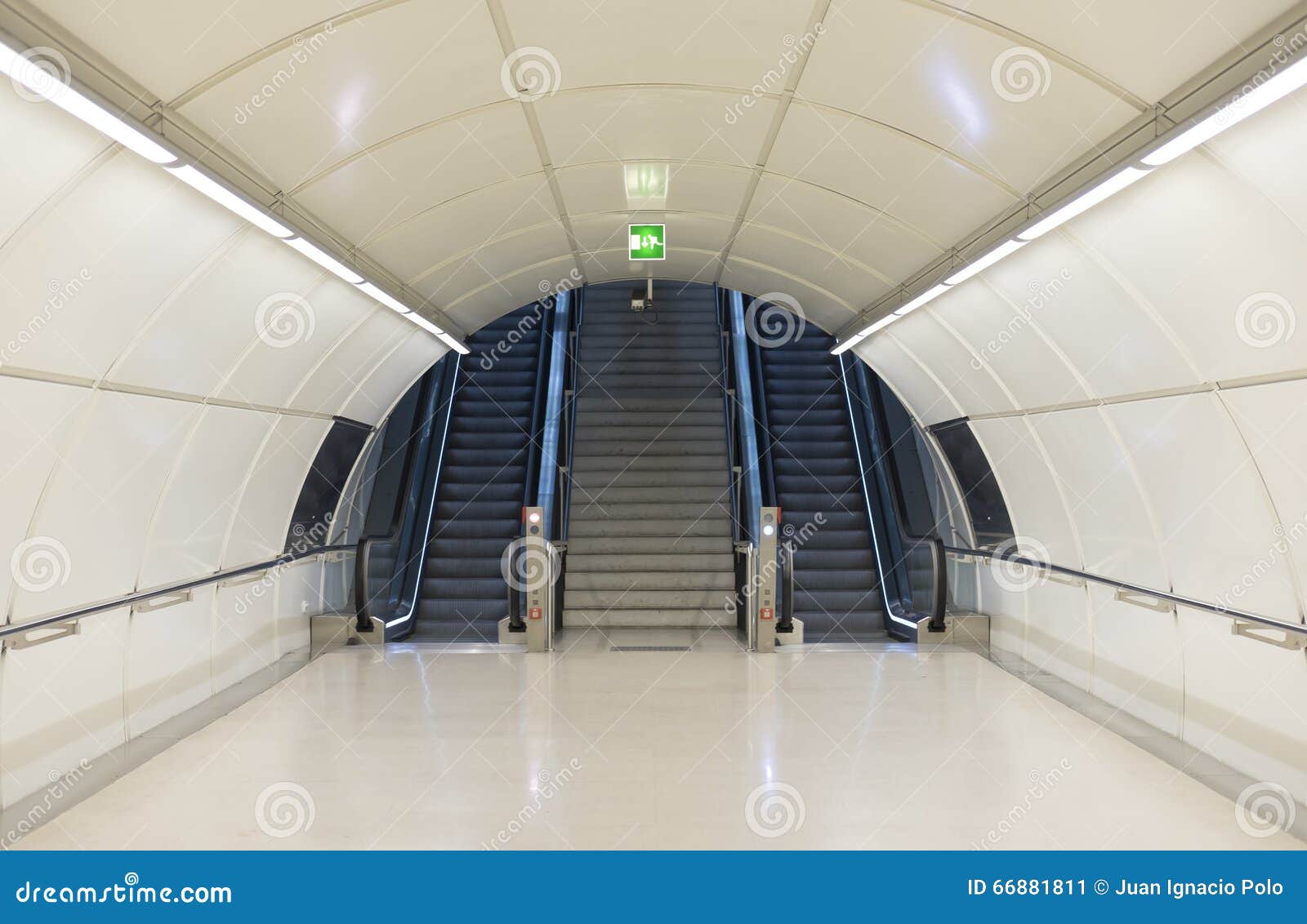 Metro tunnel exit. stock image. Image of pass, handrail - 66881811